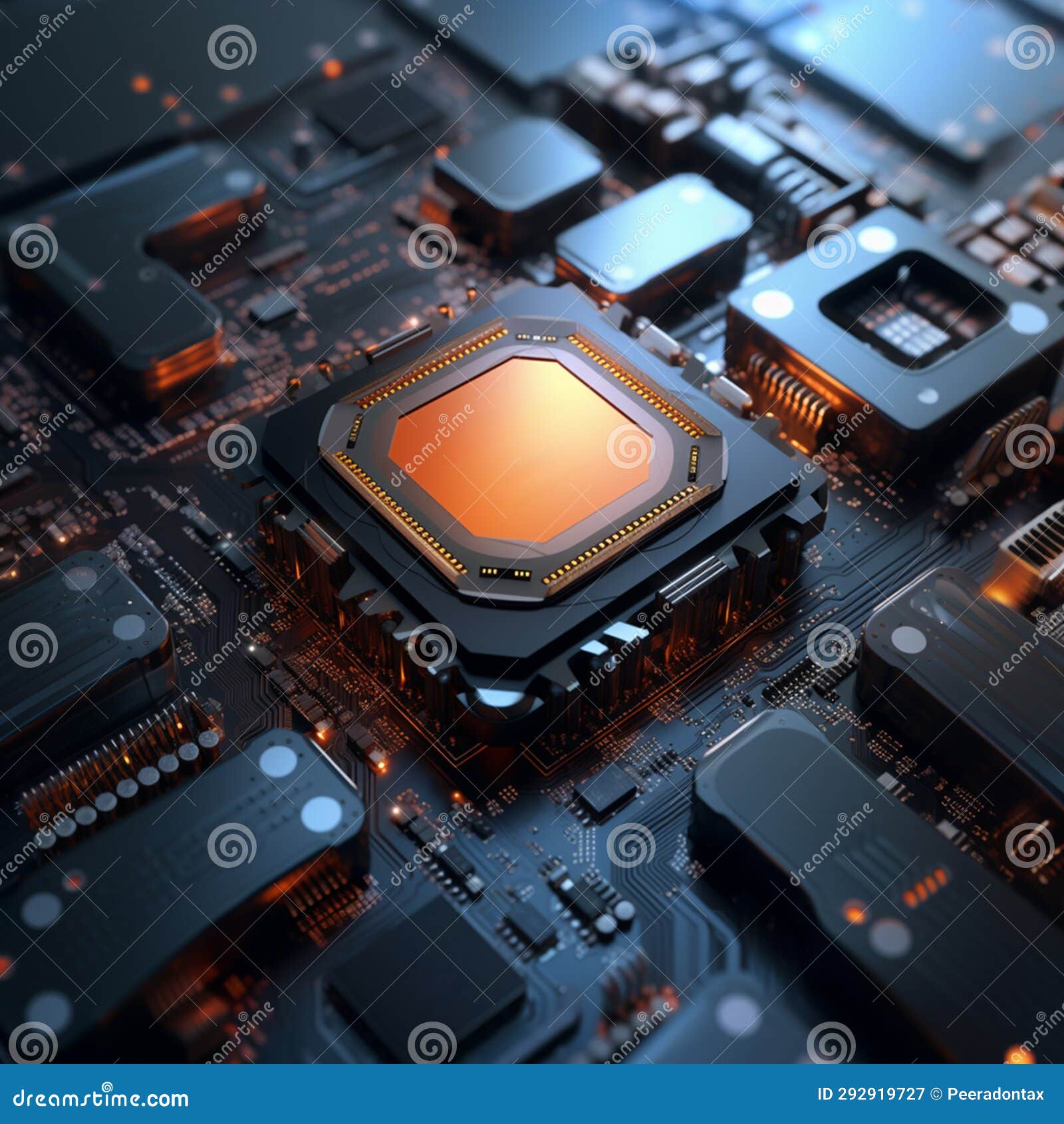 Central Cpu or Chipset on Mainboard. Stock Illustration - Illustration ...