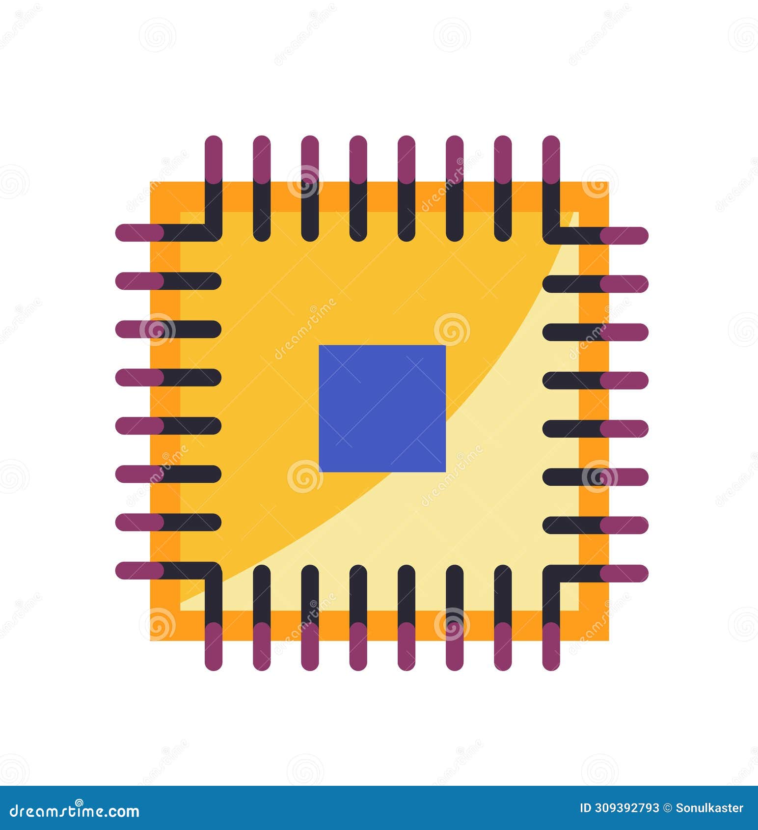 Central Data Processing Unit Icon, Brain of PC Stock Illustration ...