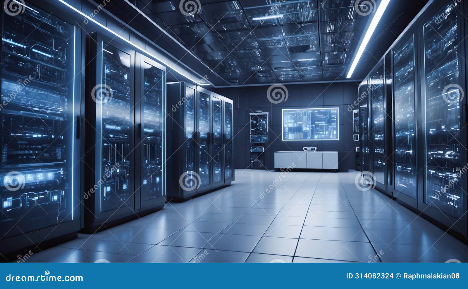 Central Data Storage Area, Network Connection, and Data Center in ...