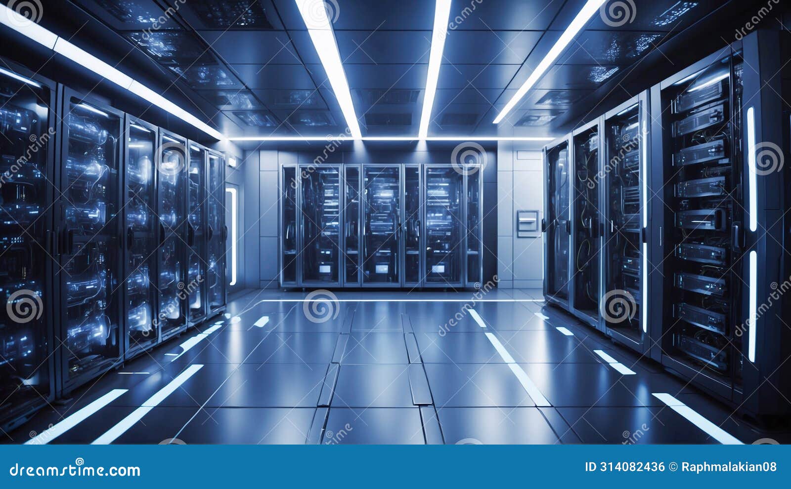 Central Data Storage Area, Network Connection, and Data Center in ...