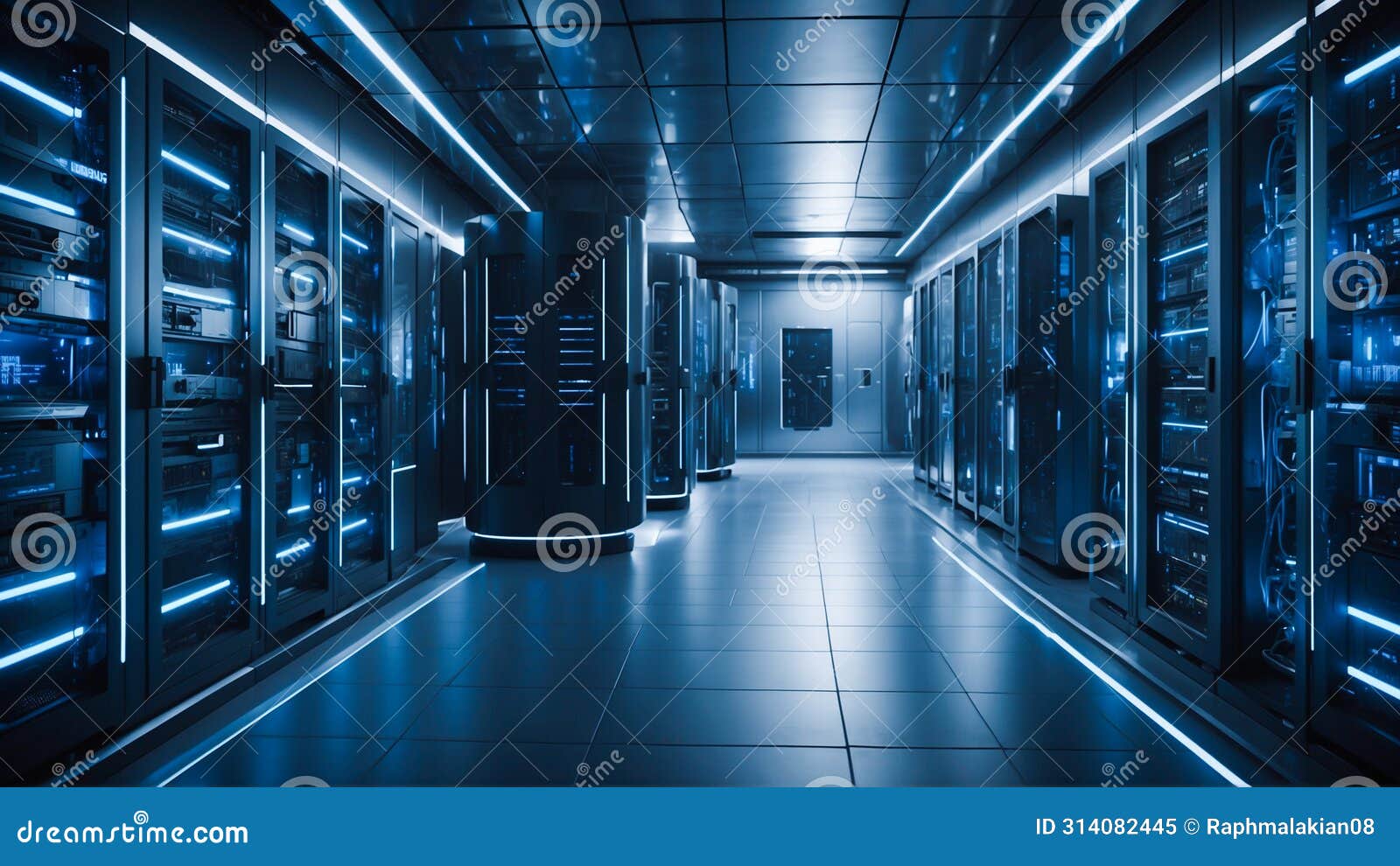 Central Data Storage Area, Network Connection, and Data Center in ...
