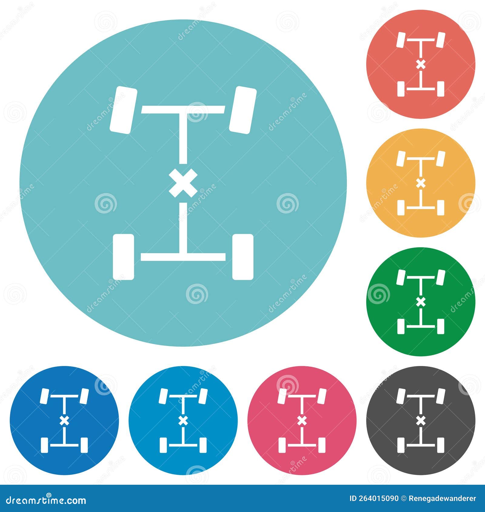 Central Differential Lock Flat Round Icons Vector Illustration ...