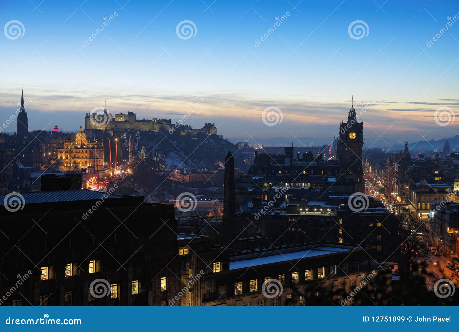 Central Edinburgh, Scotland, UK, at Dusk Stock Image - Image of britain ...