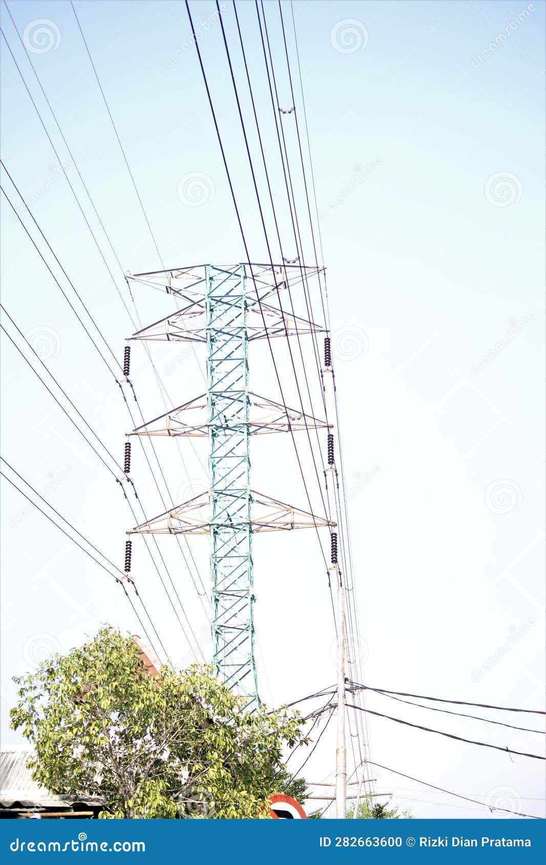 Central electricity pylon stock photo. Image of vehicle - 282663600