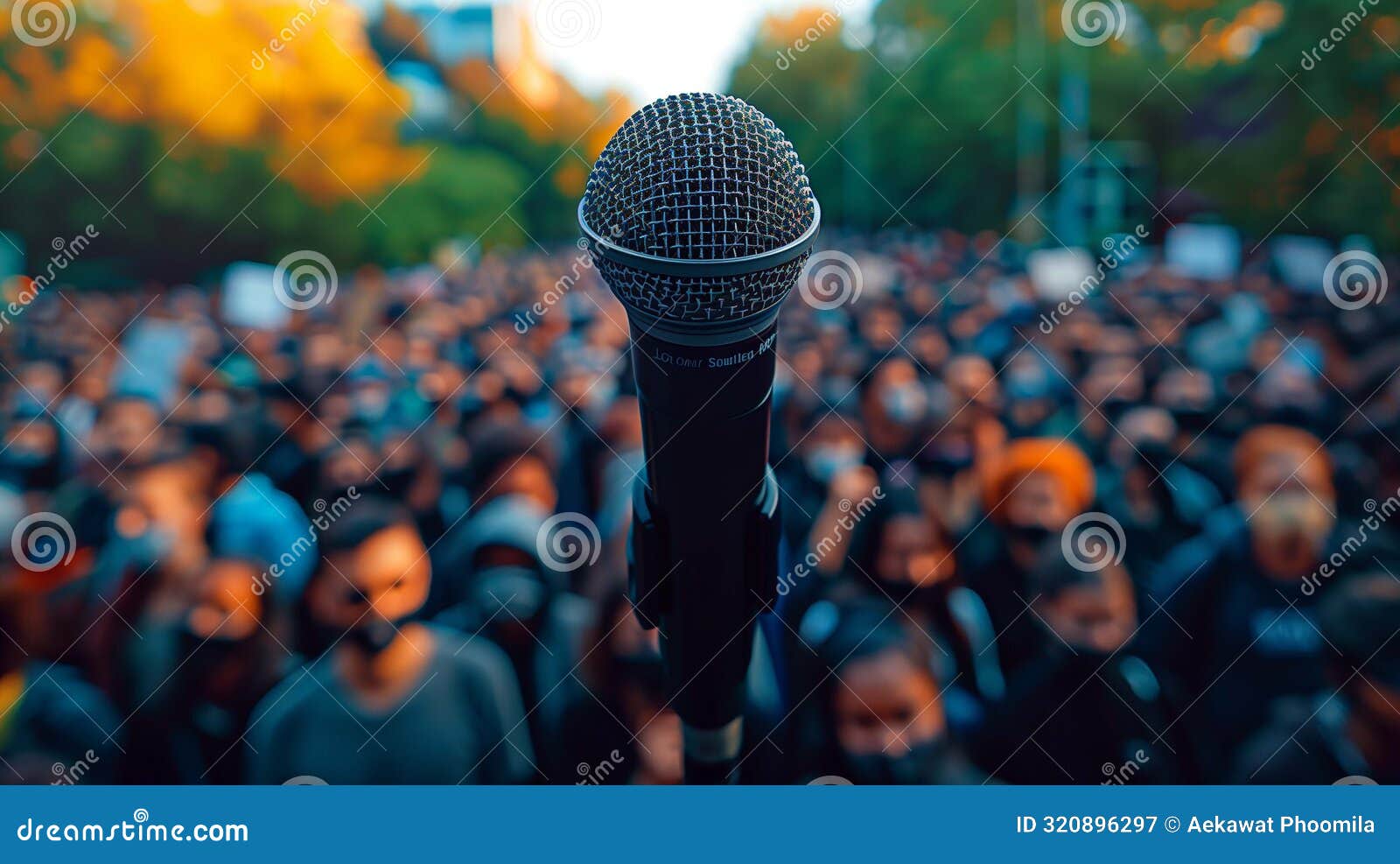 Central Element of the Image is a Microphone, Symbolizing the Power of ...