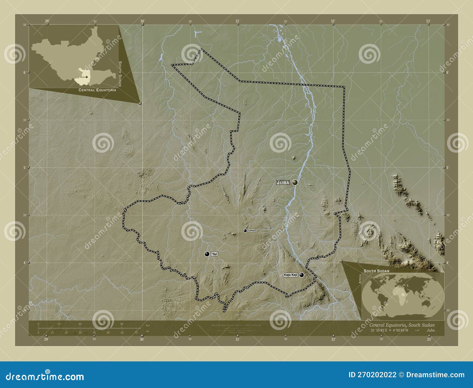 Central Equatoria, South Sudan. Wiki. Labelled Points of Cities Stock ...