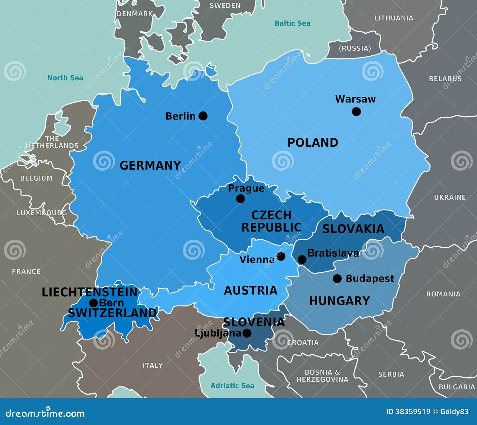 Central Europe Map And Infographic Design Elements. On White Vector ...