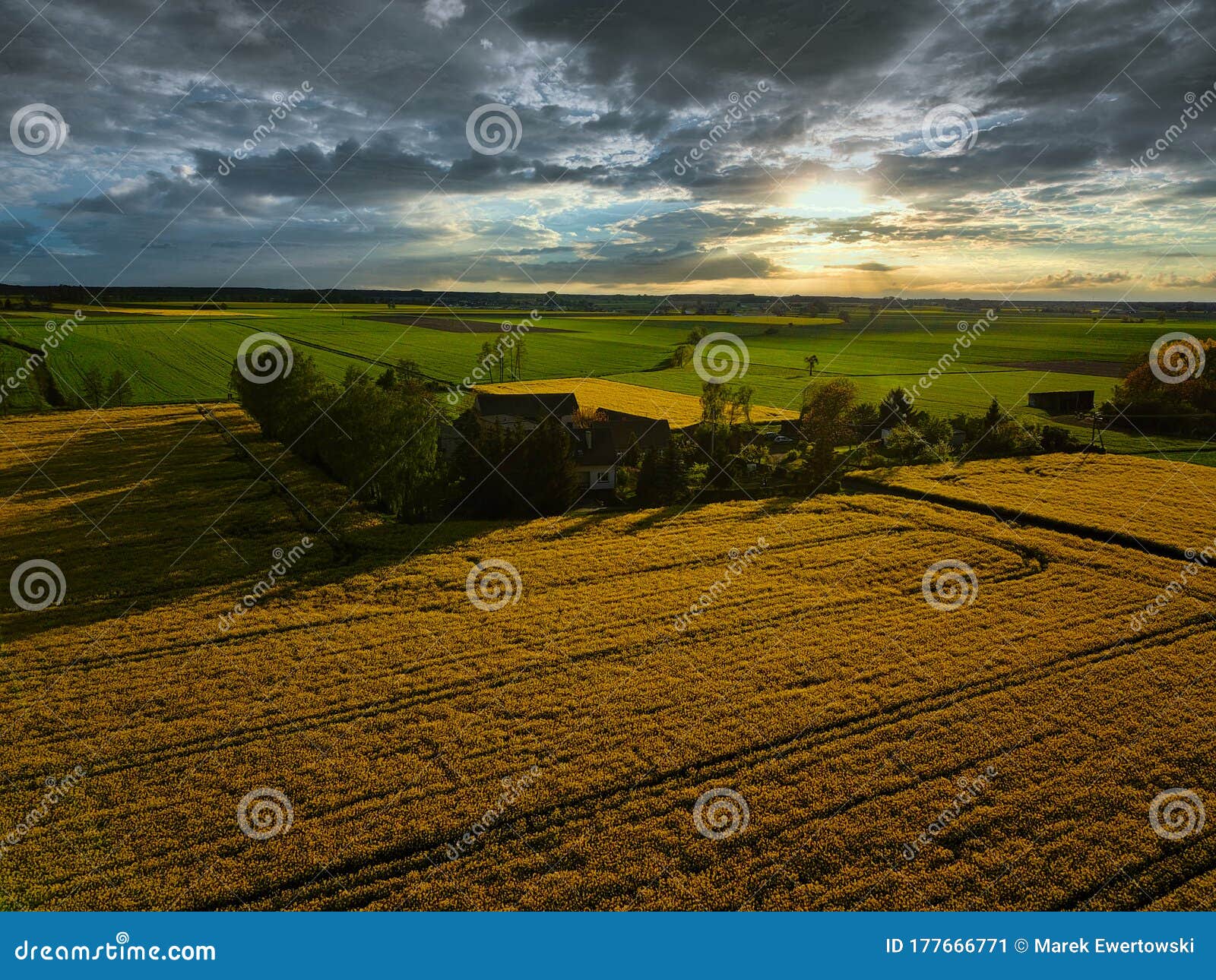 Central European Countryside Stock Image - Image of clouds, yellow ...