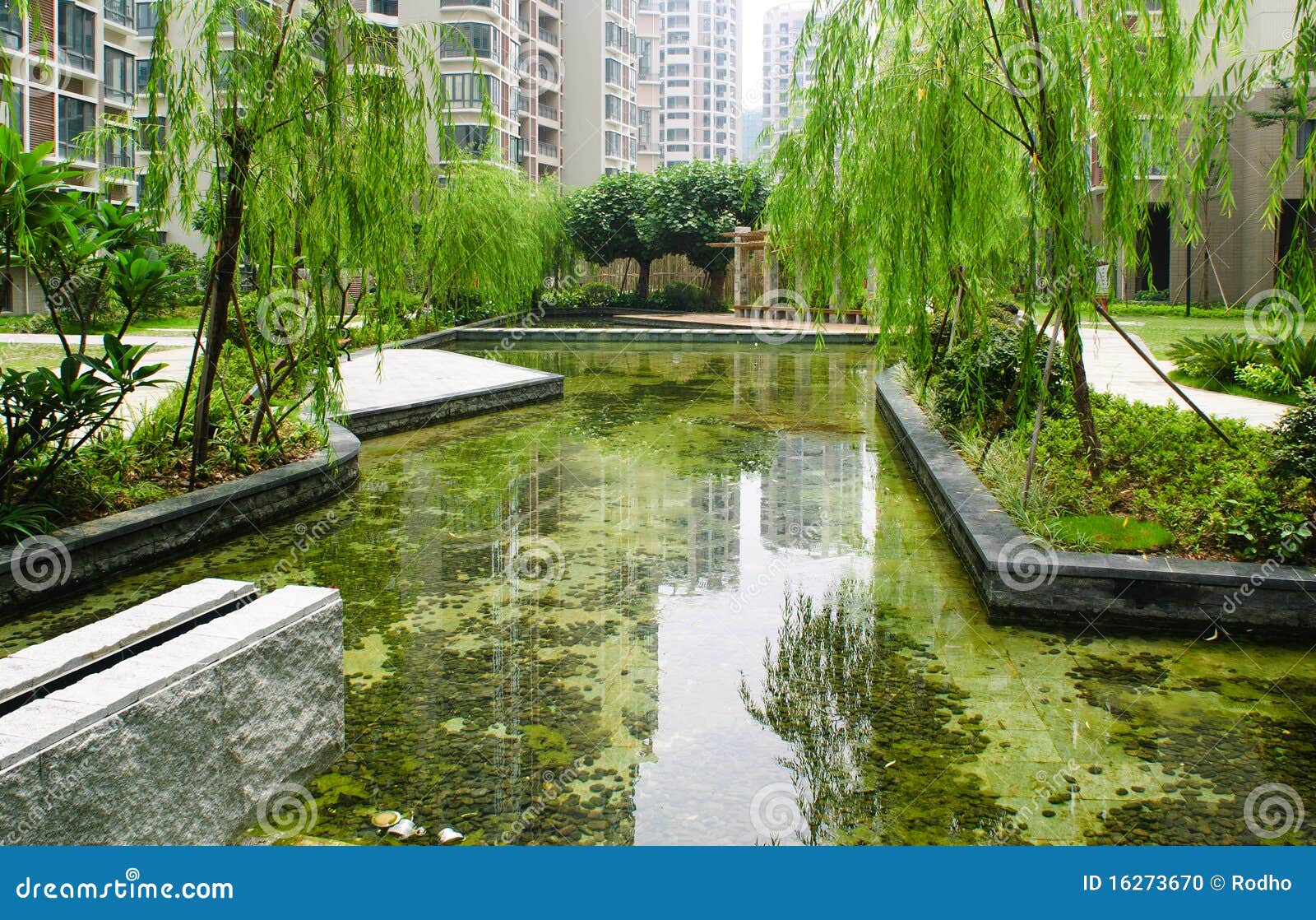 Central Garden in a New Residential District Stock Photo - Image of ...
