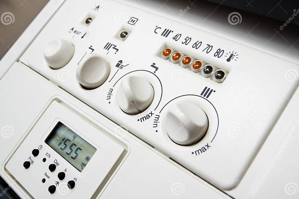 Central Heating Boiler Panel Stock Photo - Image of controls, heater ...
