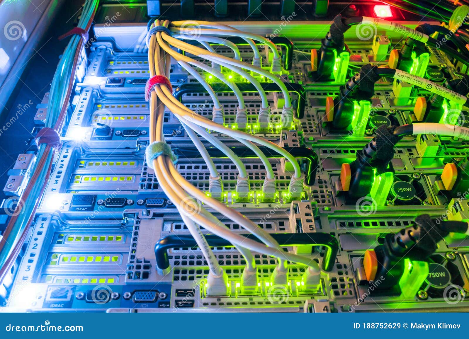 Central Hosting Platform of Powerful Computer Equipment. the Back Panel ...