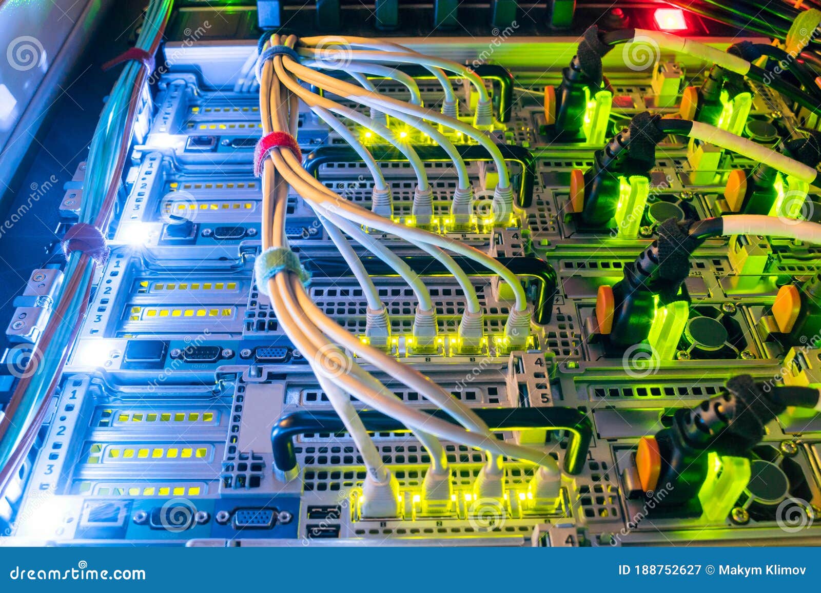 Central Hosting Platform of Powerful Computer Equipment. the Back Panel ...