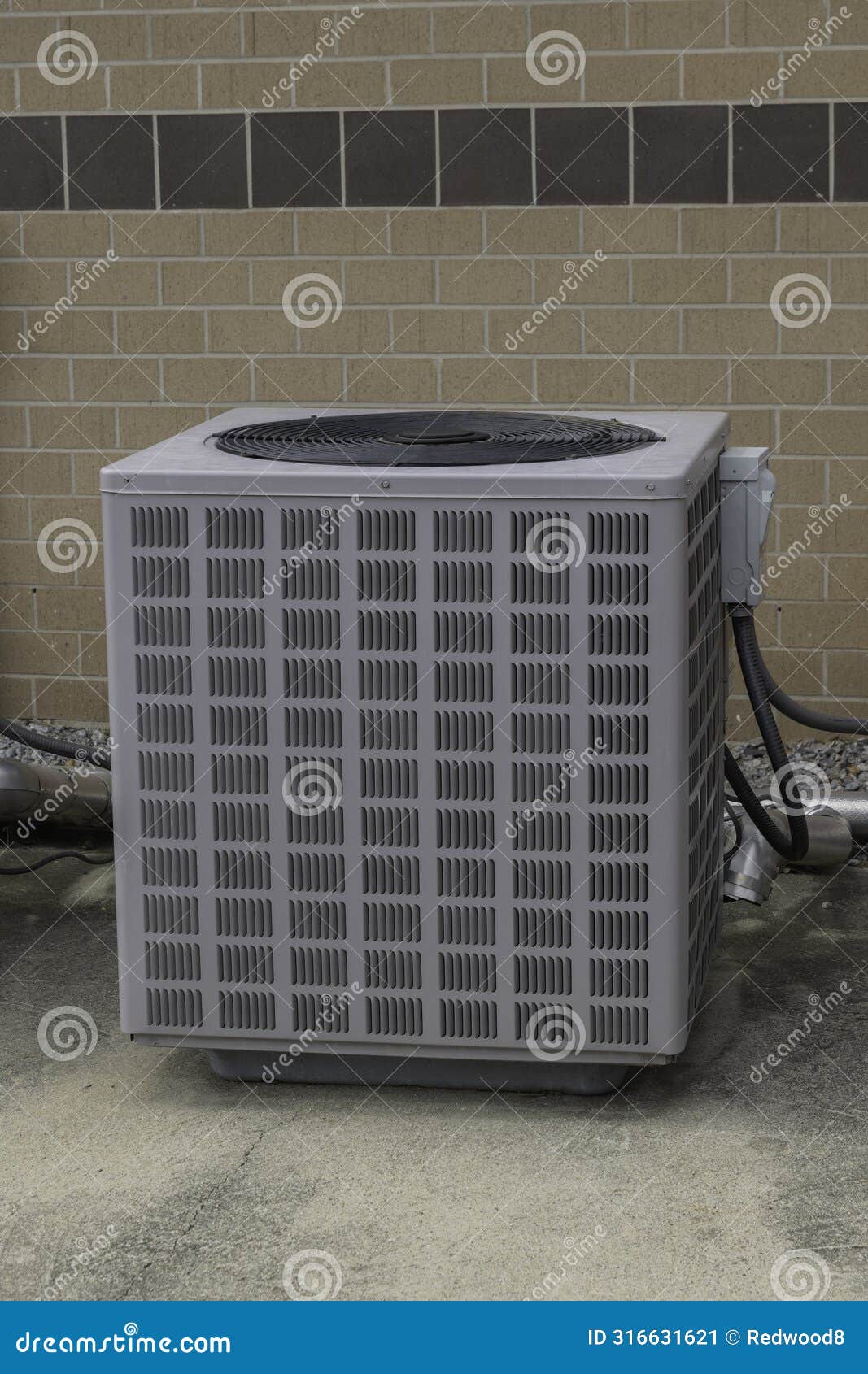Central HVAC Air Conditioning Unit Set on Concrete Surface Stock Image ...