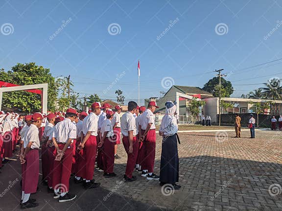Central Java, Indonesia - July 22, 2024: Junior High School Students Attend the Opening Ceremony ...