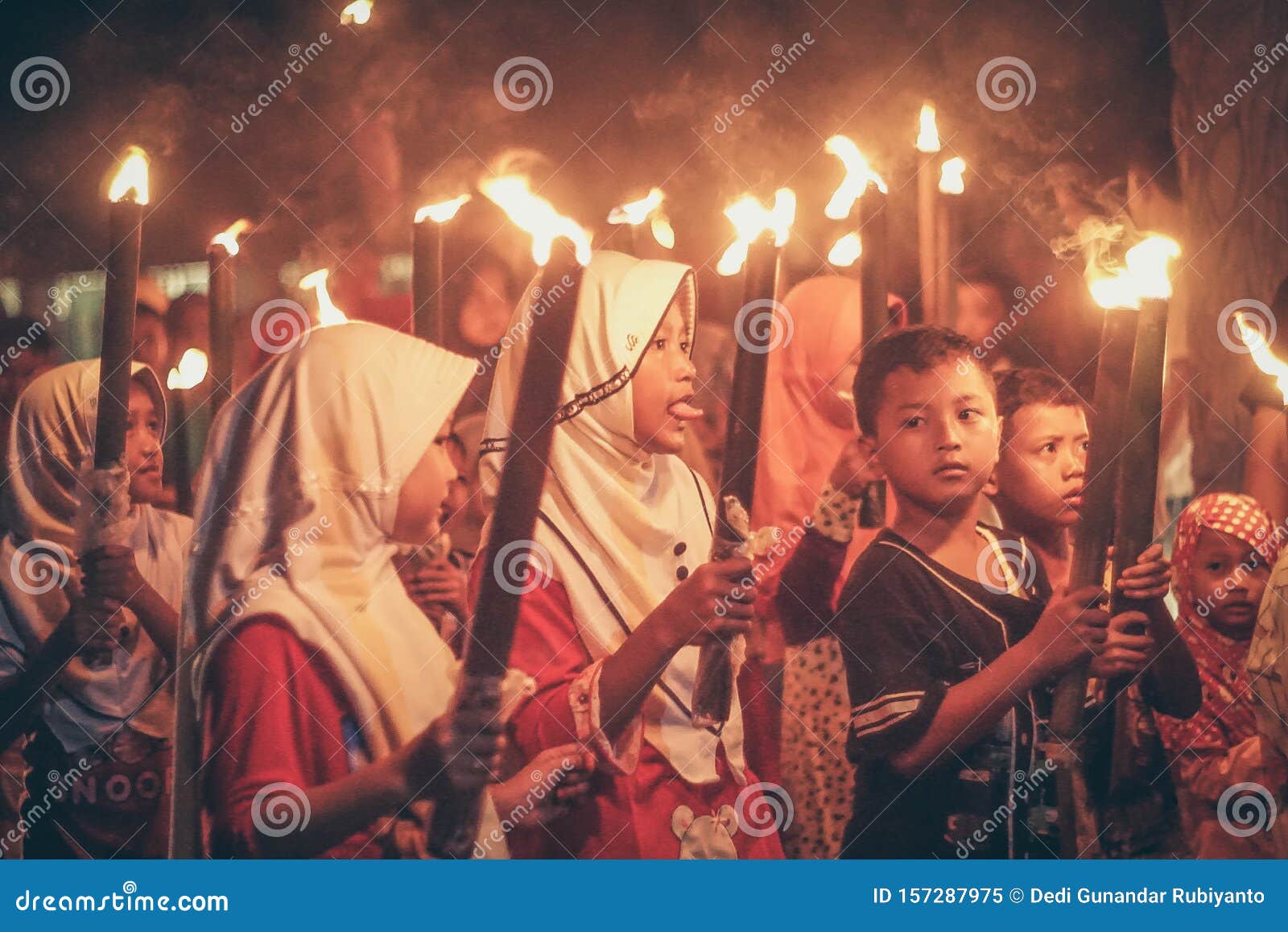 Central Java, Indonesia, June 12th 2018 : the Torch Parade is Usually ...