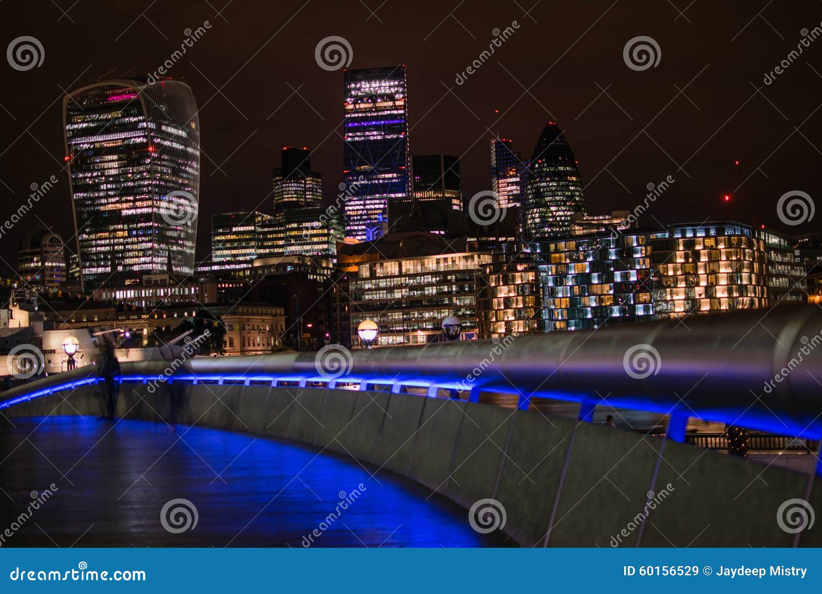 Central London Skyline at Night Editorial Stock Image - Image of dark ...