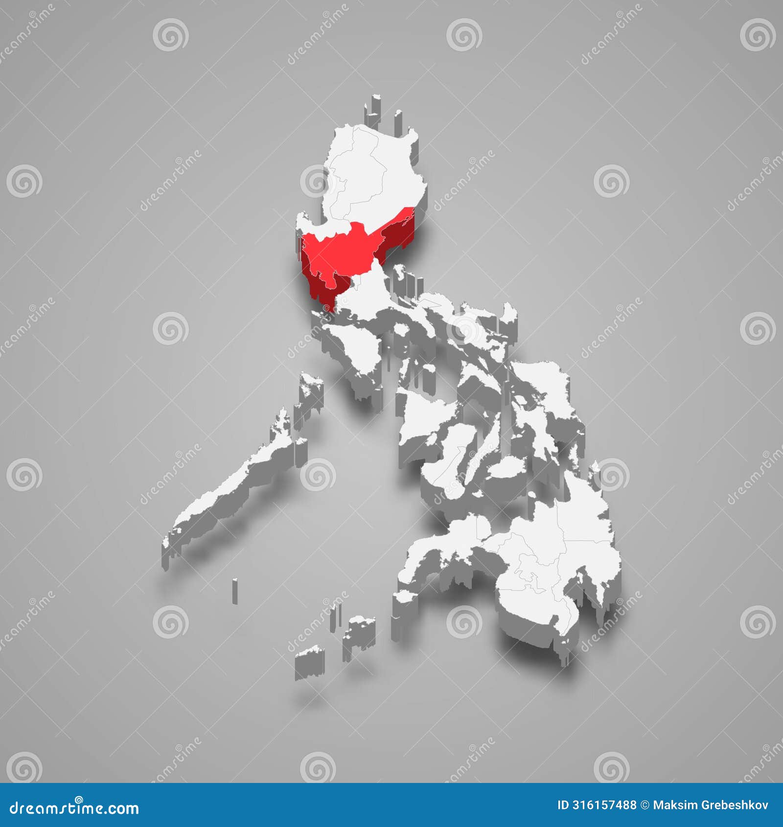 Central Luzon Region Location Within Philippines 3d Map Vector ...