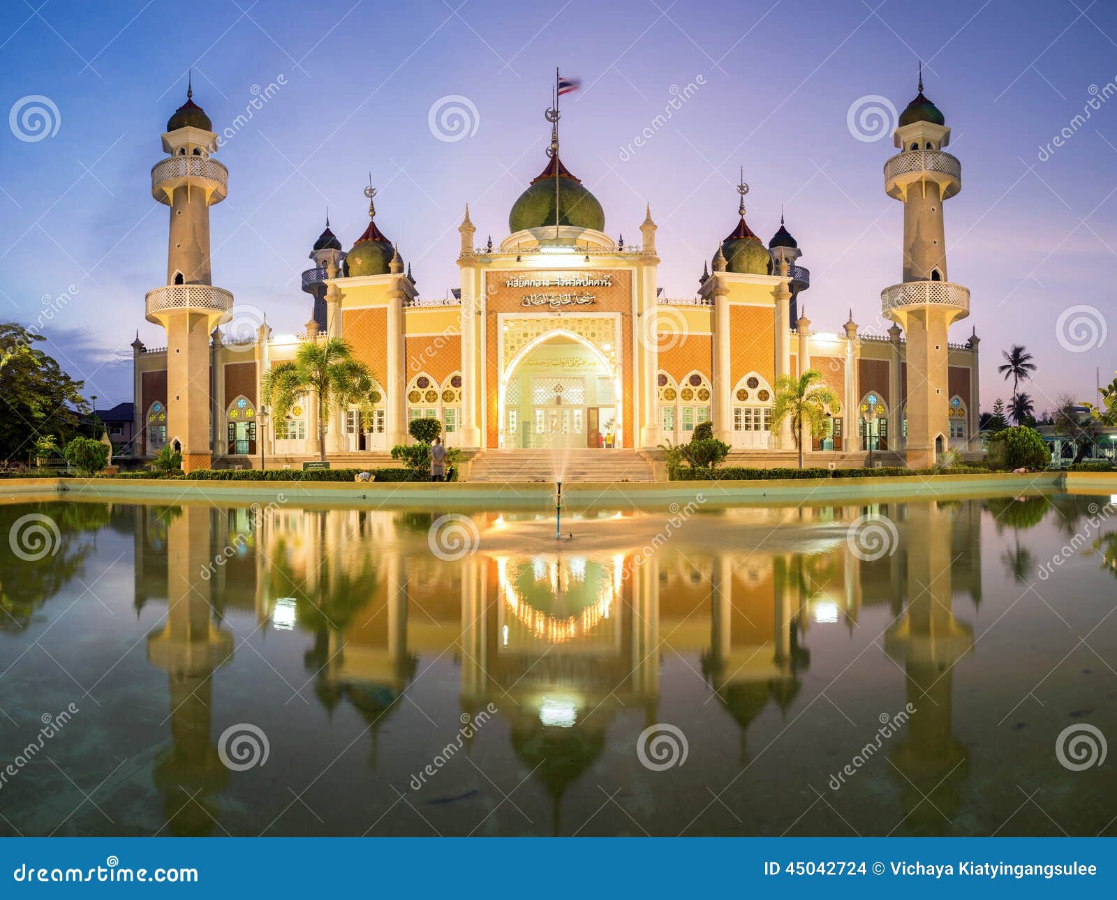 Central Mosque Pattani Thailand Stock Photo - Image of reflection ...