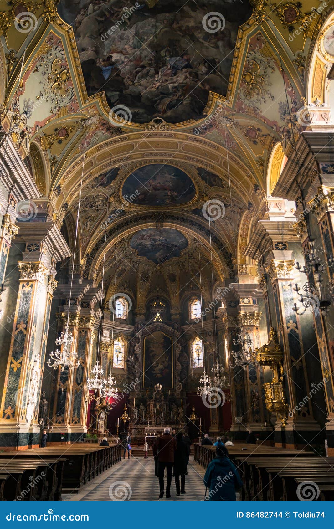 Central Nave of the Main Cathedral in Brixen, Italy. Editorial Stock ...
