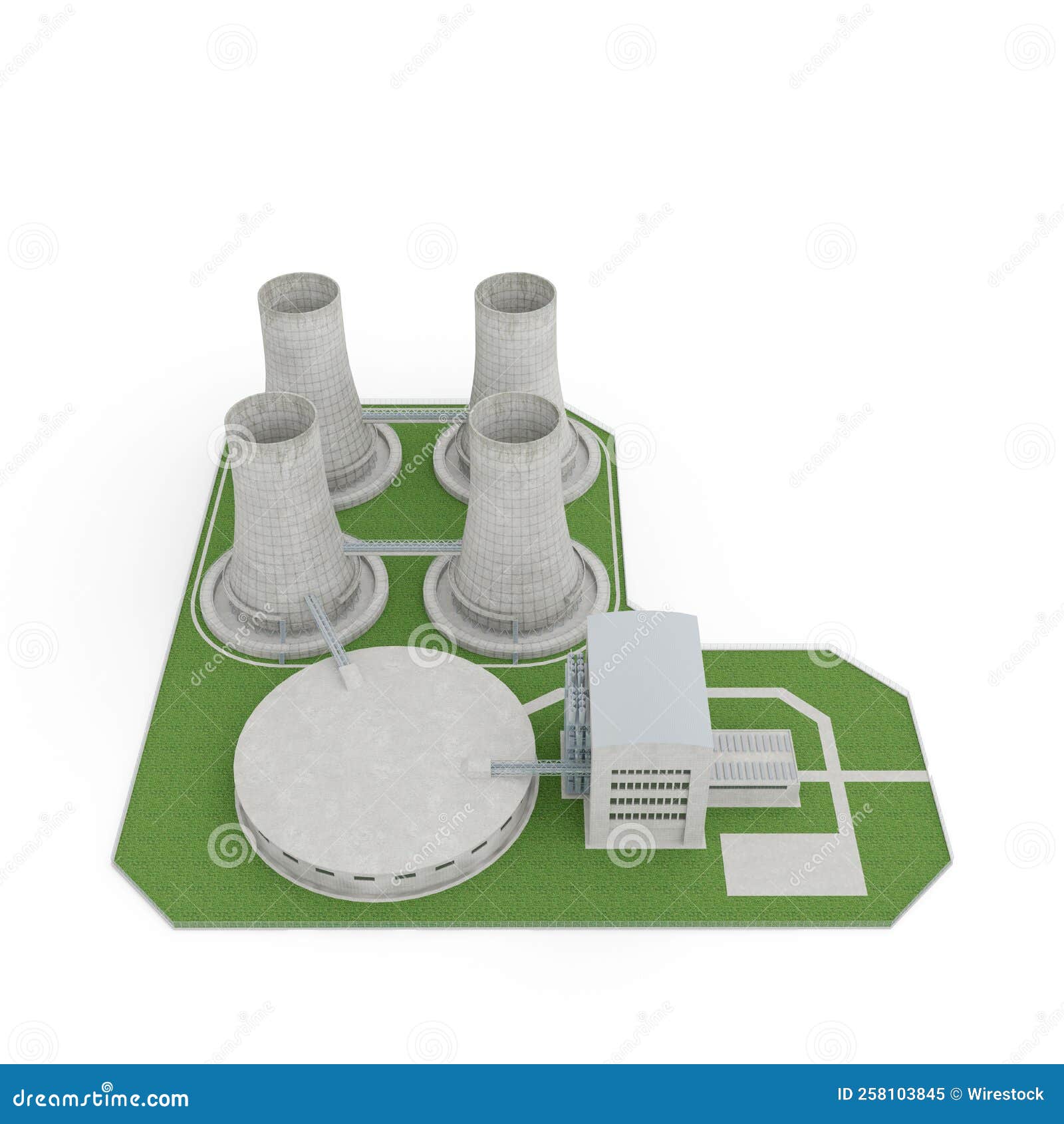 Central Nuclear Aislada En Un Fondo Blanco. Stock de ilustración ...