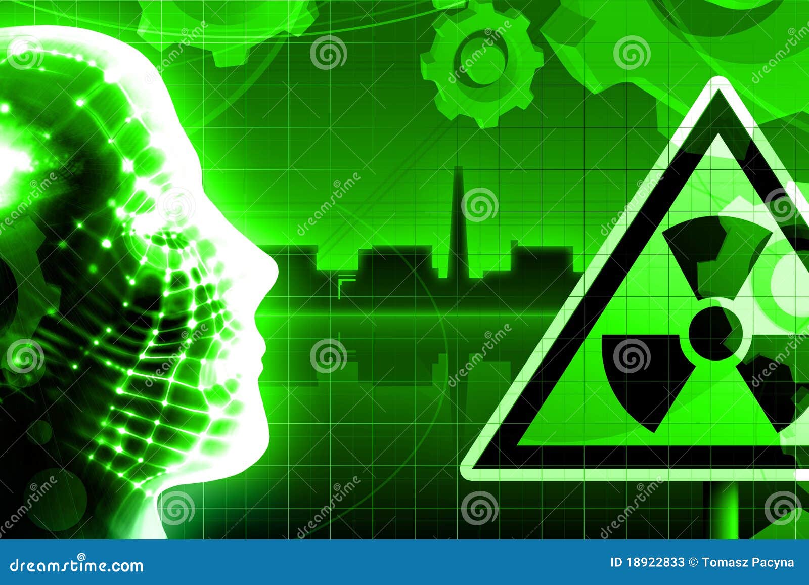 Central Nuclear Verde De La Radiactividad Stock de ilustración ...