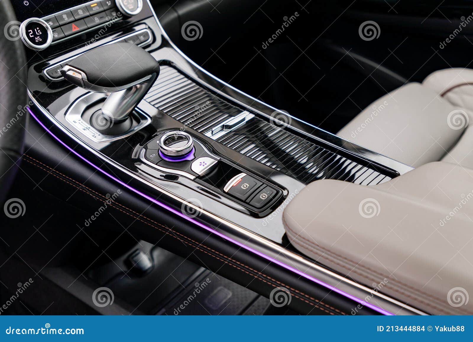 Central Panel in New Modern Car Stock Photo - Image of gear, central ...