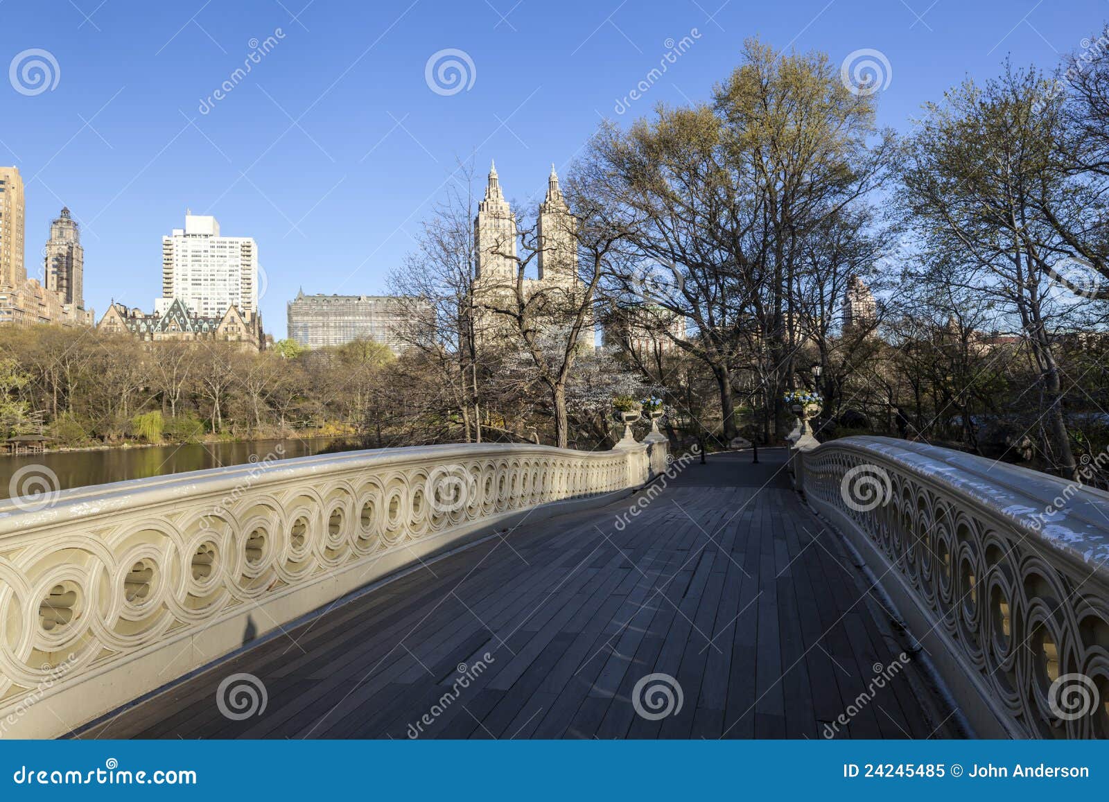 Central Park Bow Bridge Spring Stock Image - Image of central, park ...