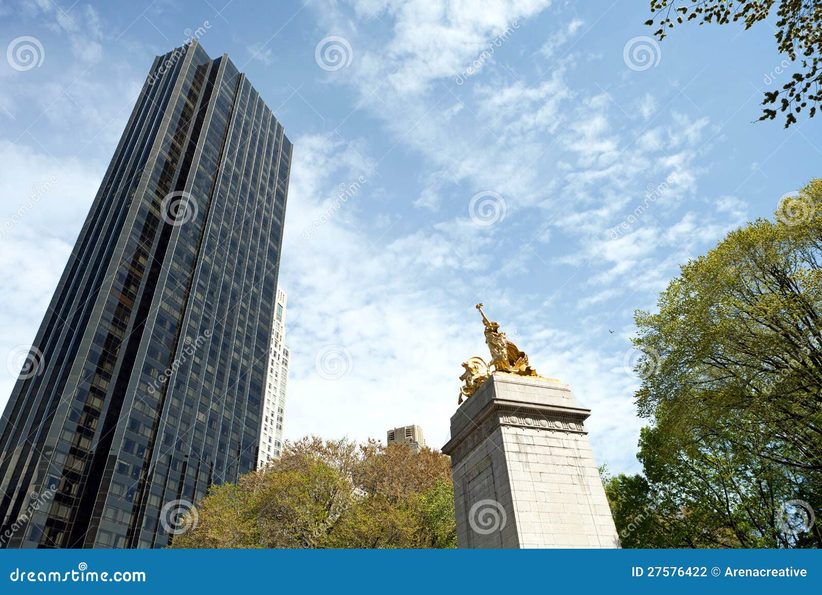 Central Park Gold Statue stock photo. Image of american - 27576422