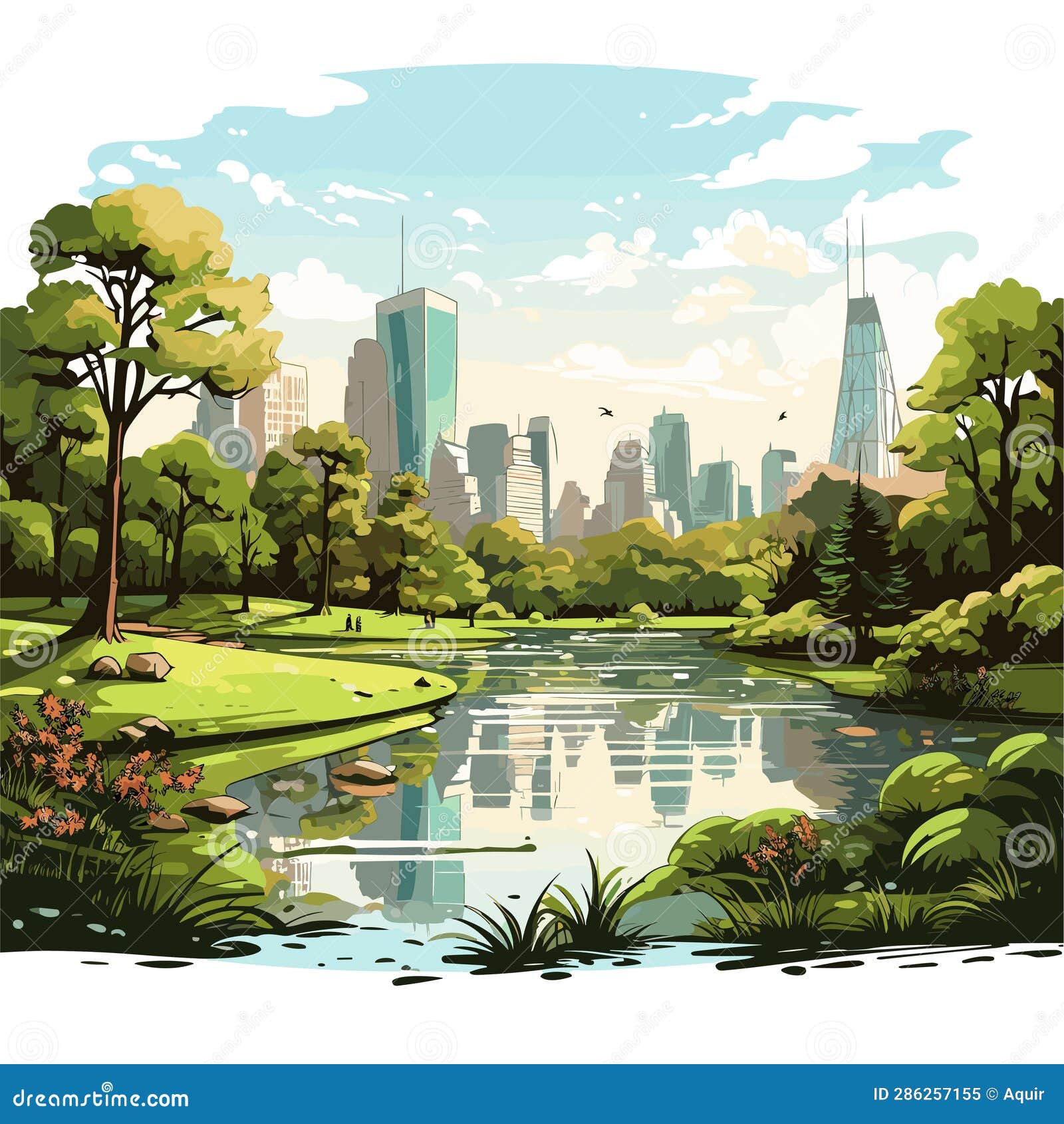 Central Park. Central Park Hand-drawn Comic Illustration. Vector Doodle ...