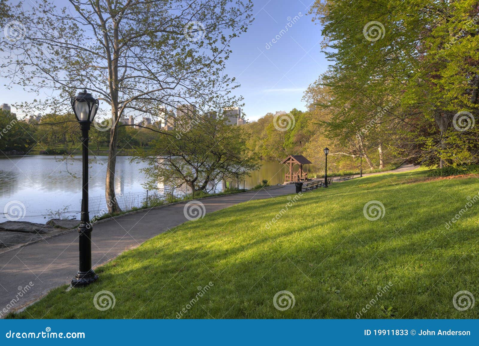 Central Park in spring stock image. Image of south, gazebo - 19911833