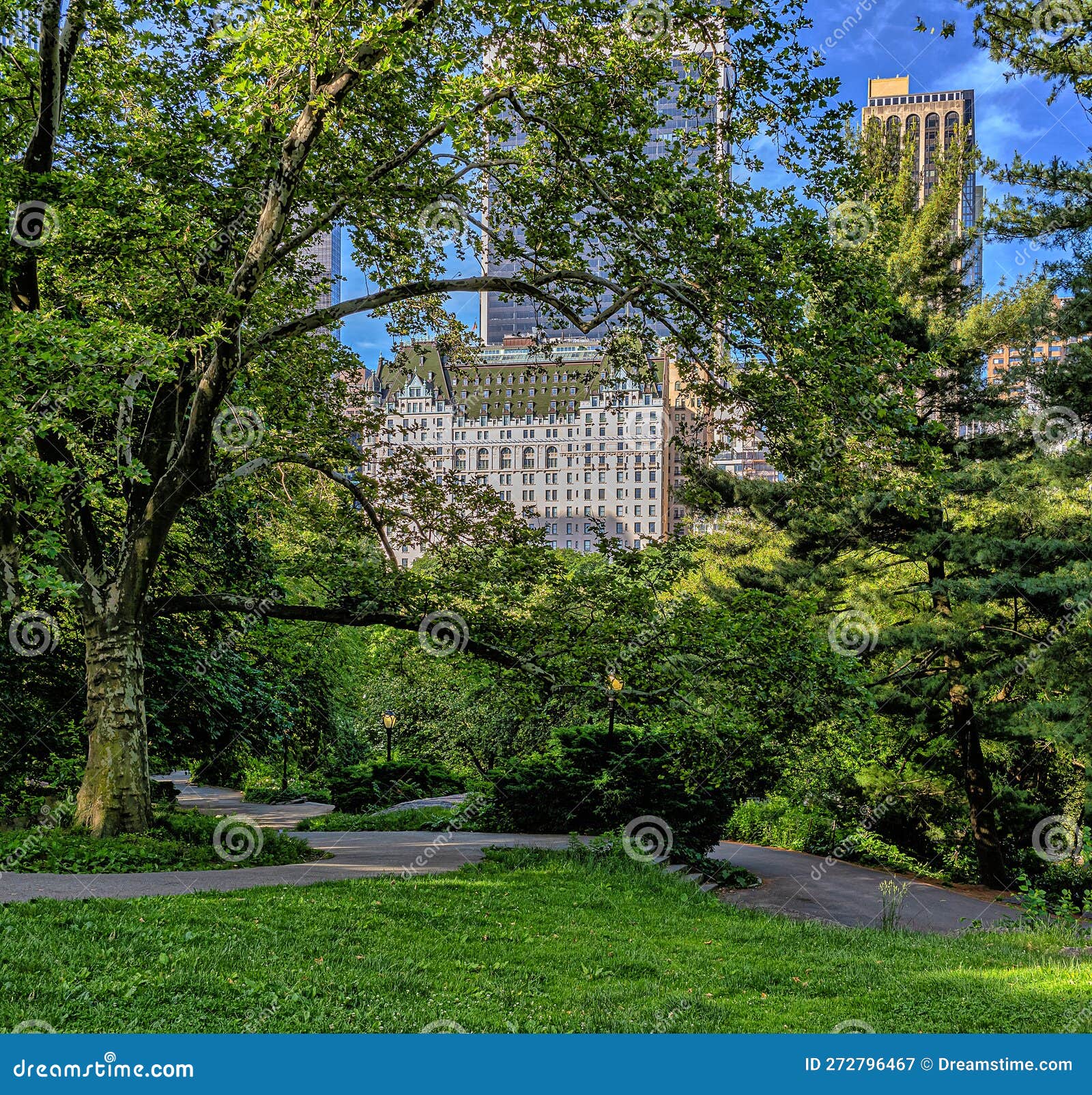 Central Park in spring stock image. Image of plaza, york - 272796467