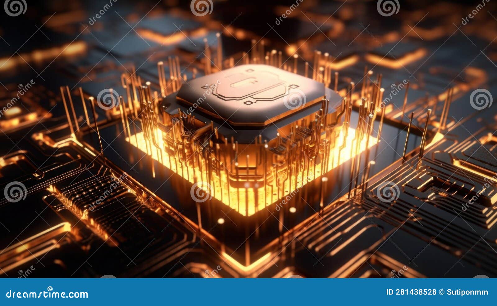 Central Processing Unit Computer Circuit Board on Main Board of the ...