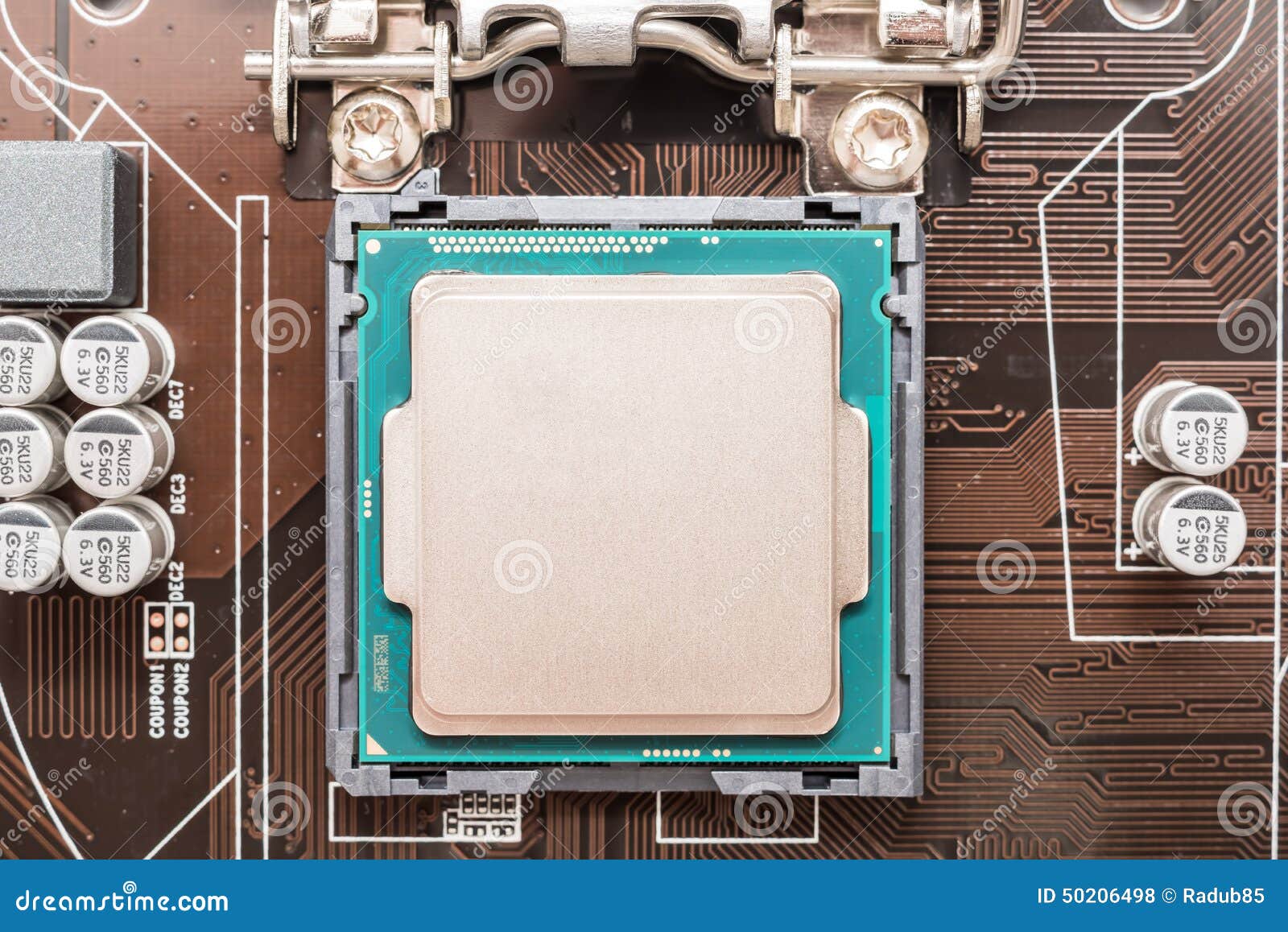 Central Processing Unit (CPU) Chip Stock Photo - Image of board ...