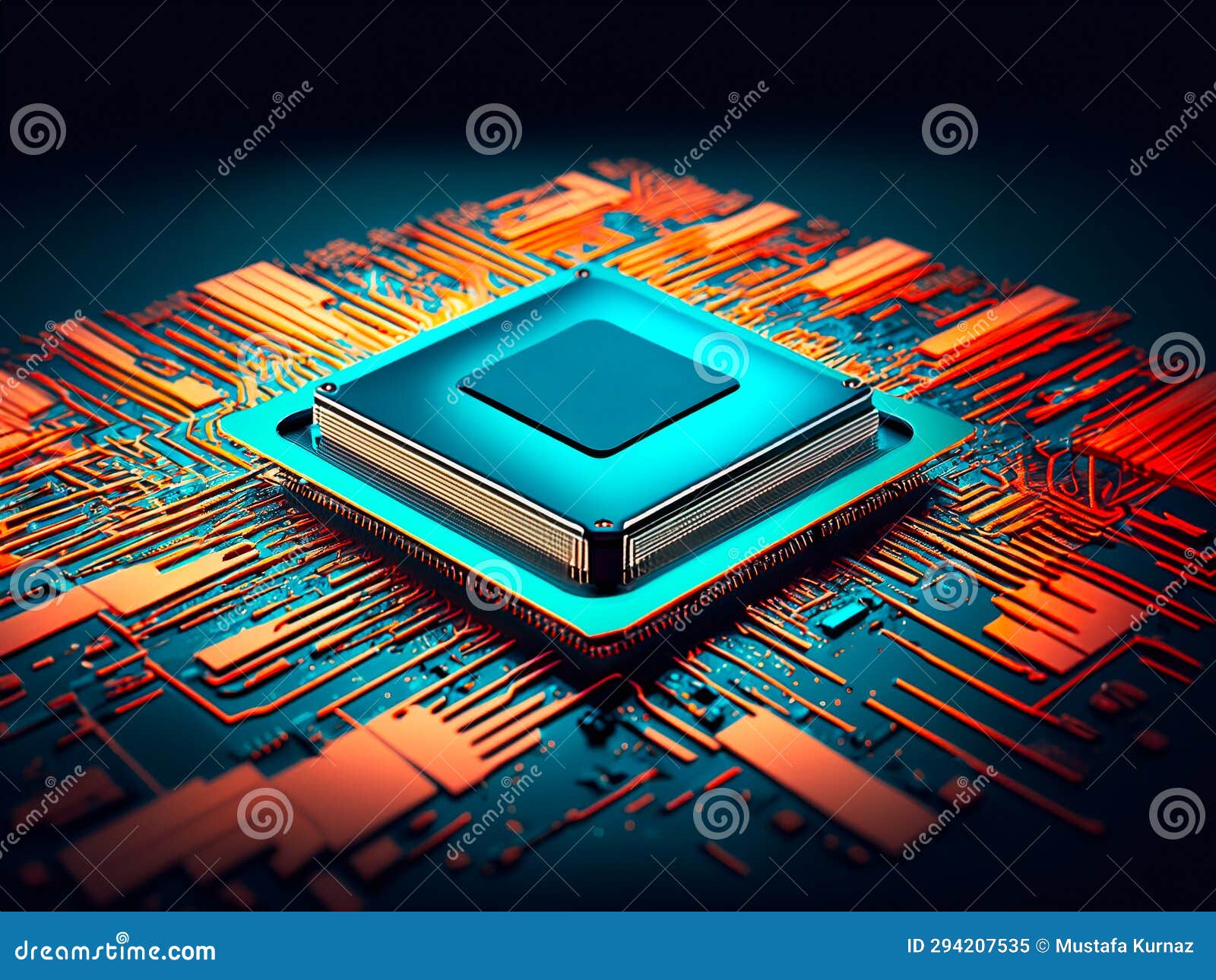 Central Processing Unit (CPU) on Circuit Board. Stock Illustration ...