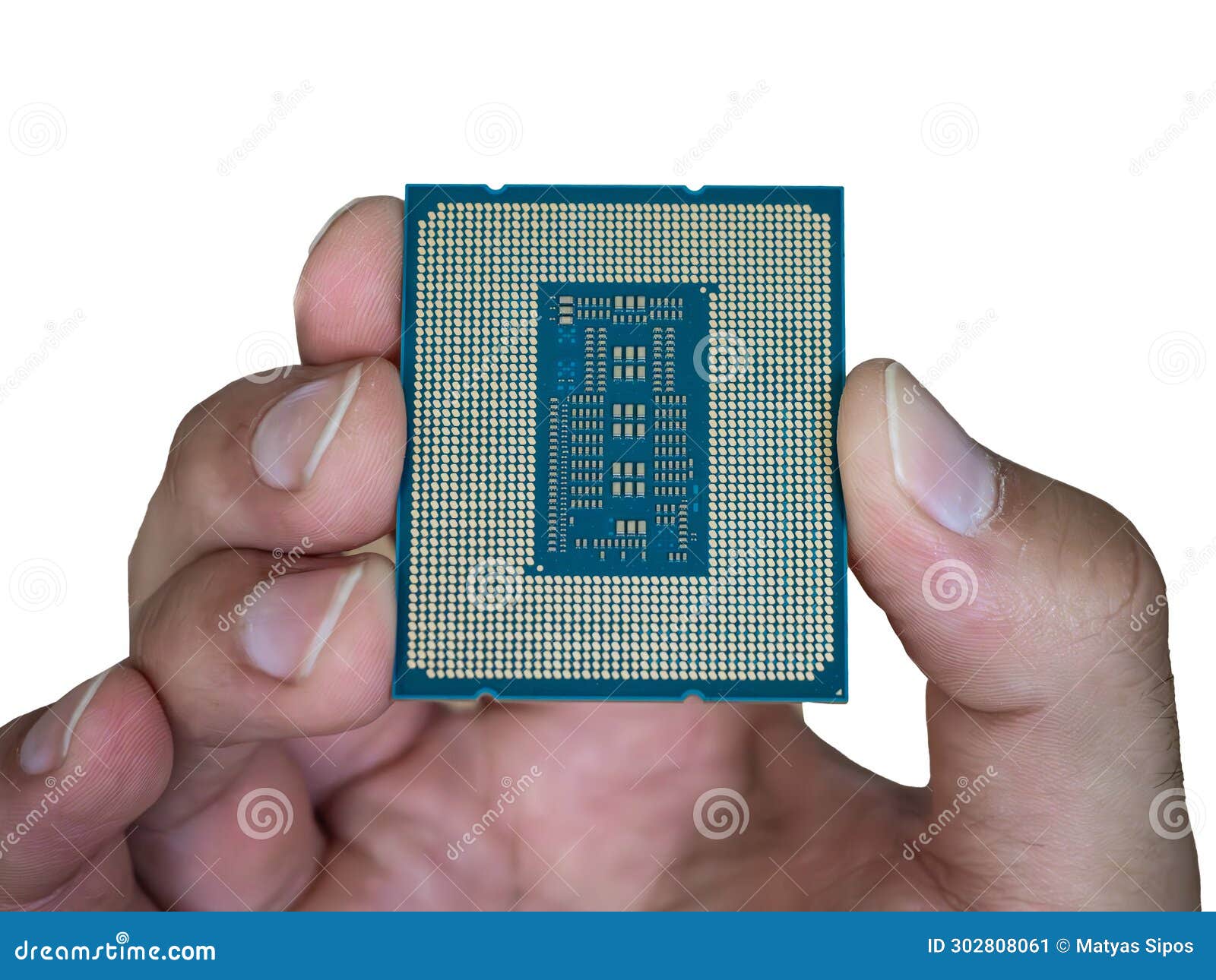 Central Processing Unit (CPU) in Hand Isolated on White Stock Image ...