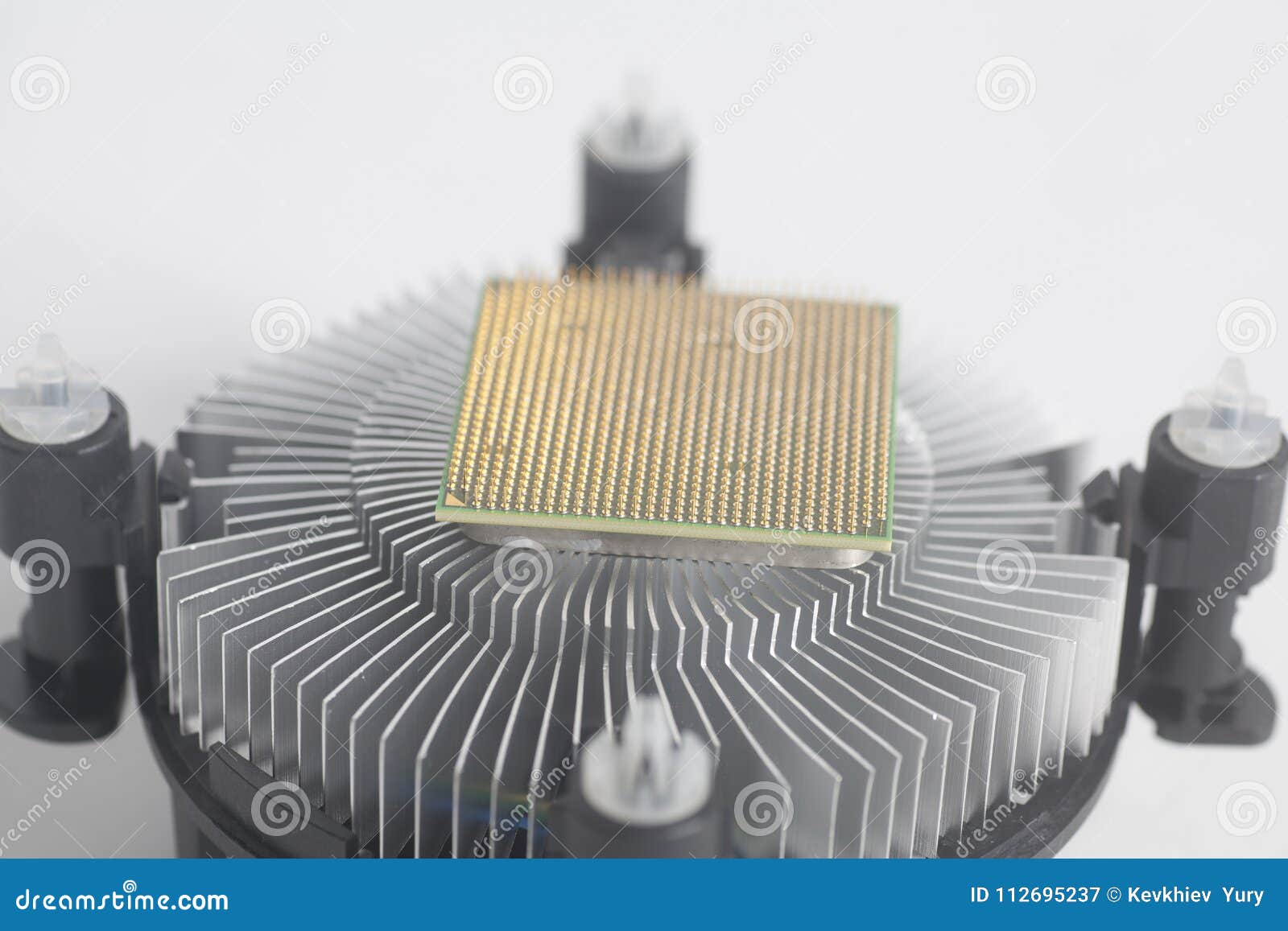 Central Processing Unit Cpu Microchip On Computer Fan Processor Stock