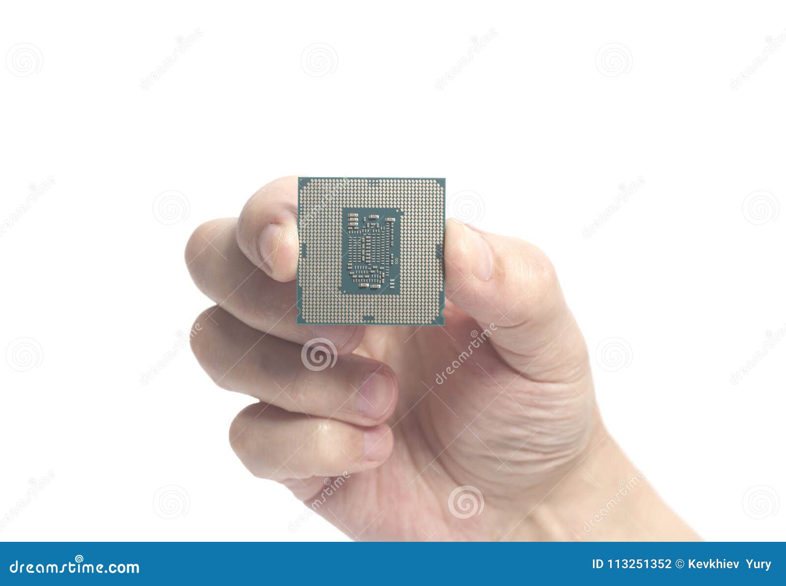 Central Processing Unit CPU Microchip Male Hand Holding Stock Photo ...