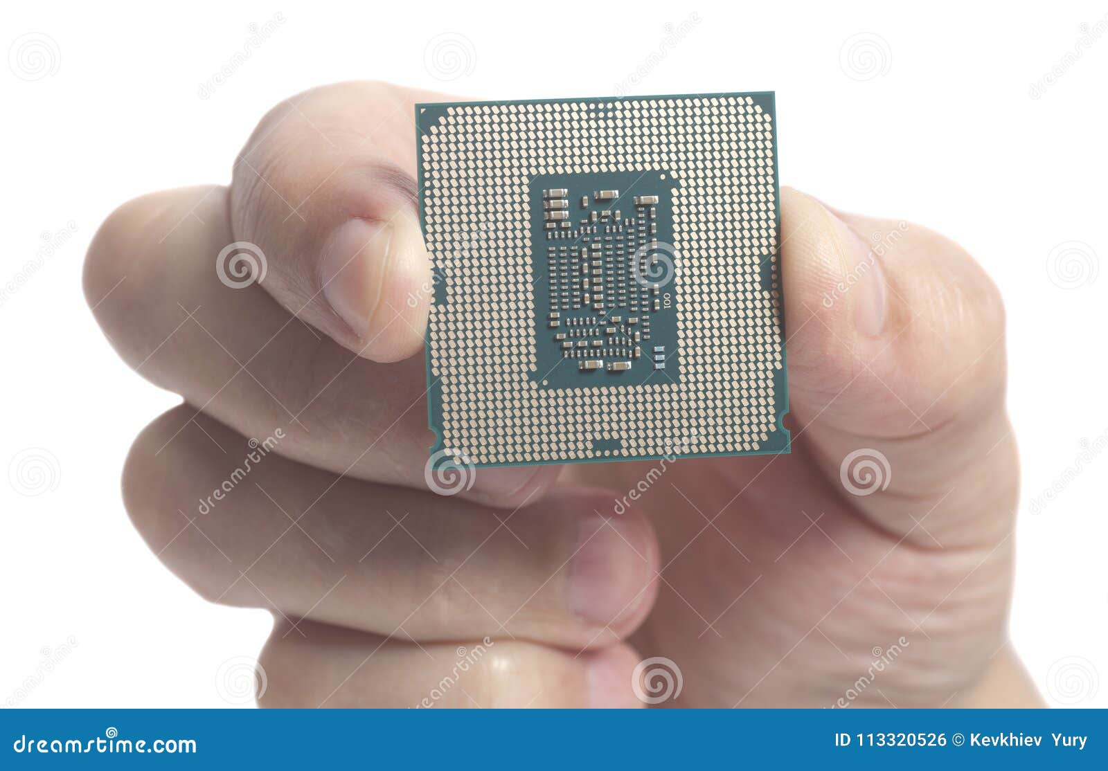 Central Processing Unit CPU Microchip Processor Male Hand Holding Stock ...