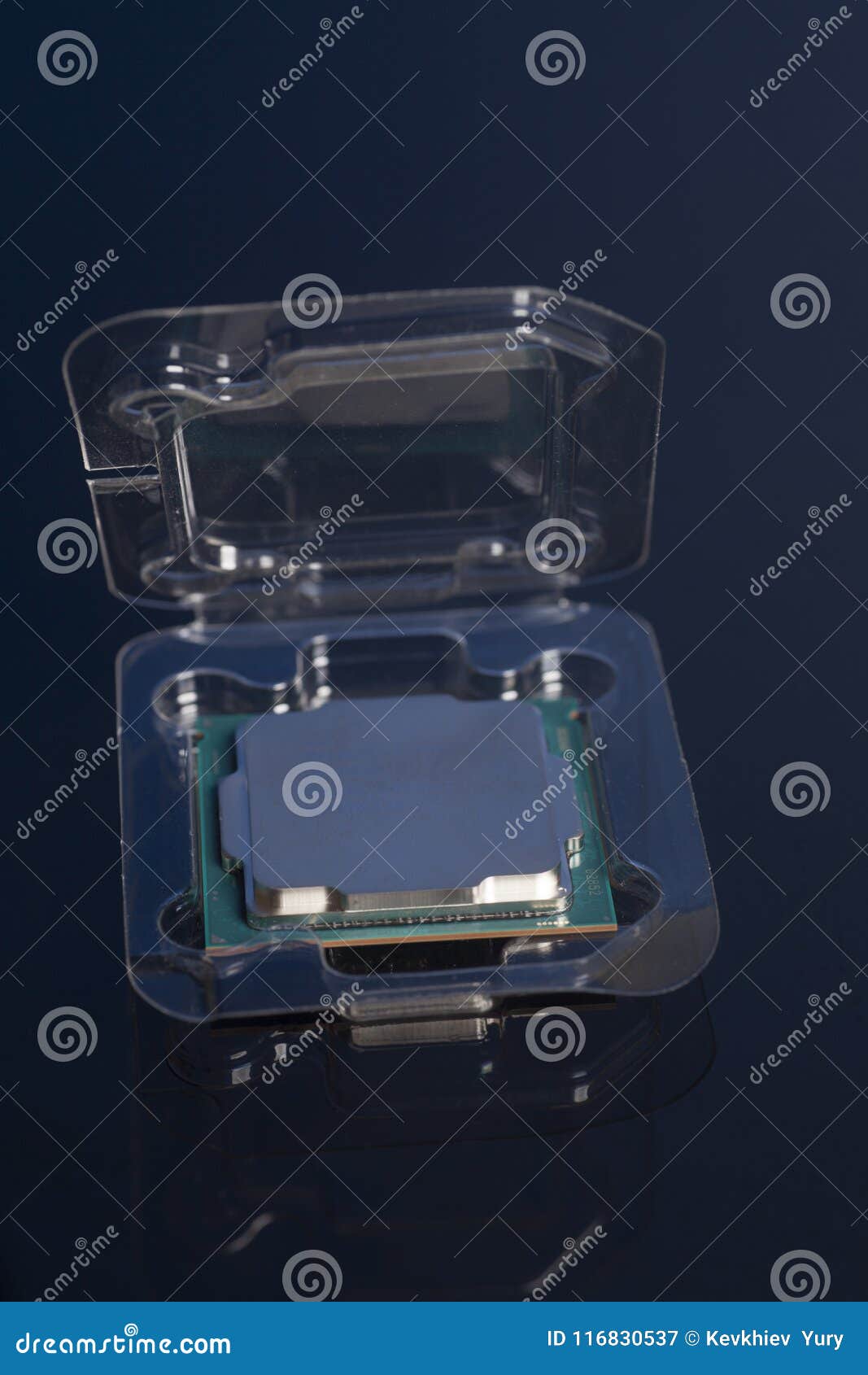 Central Processing Unit CPU Processor Microchip in the Packaging Box ...