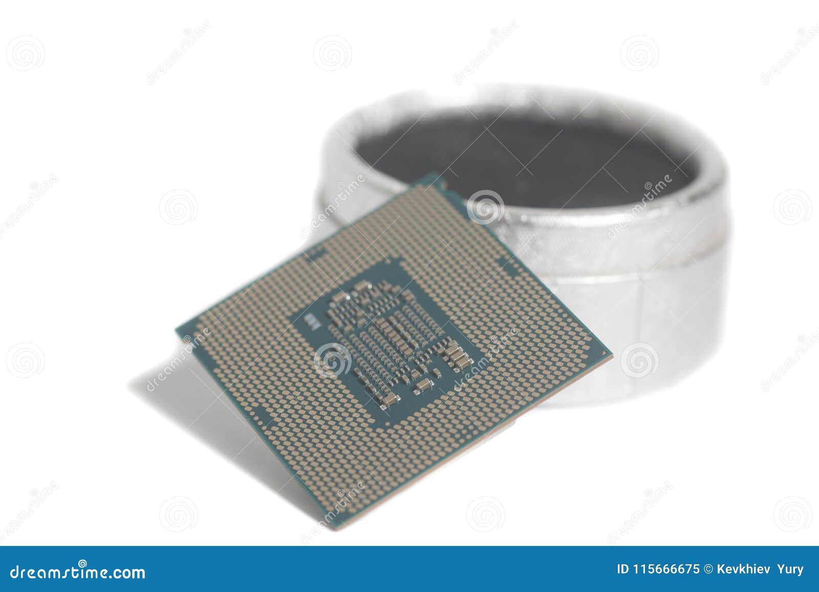 Central Processing Unit CPU Processor Microchip on the Packaging Box ...