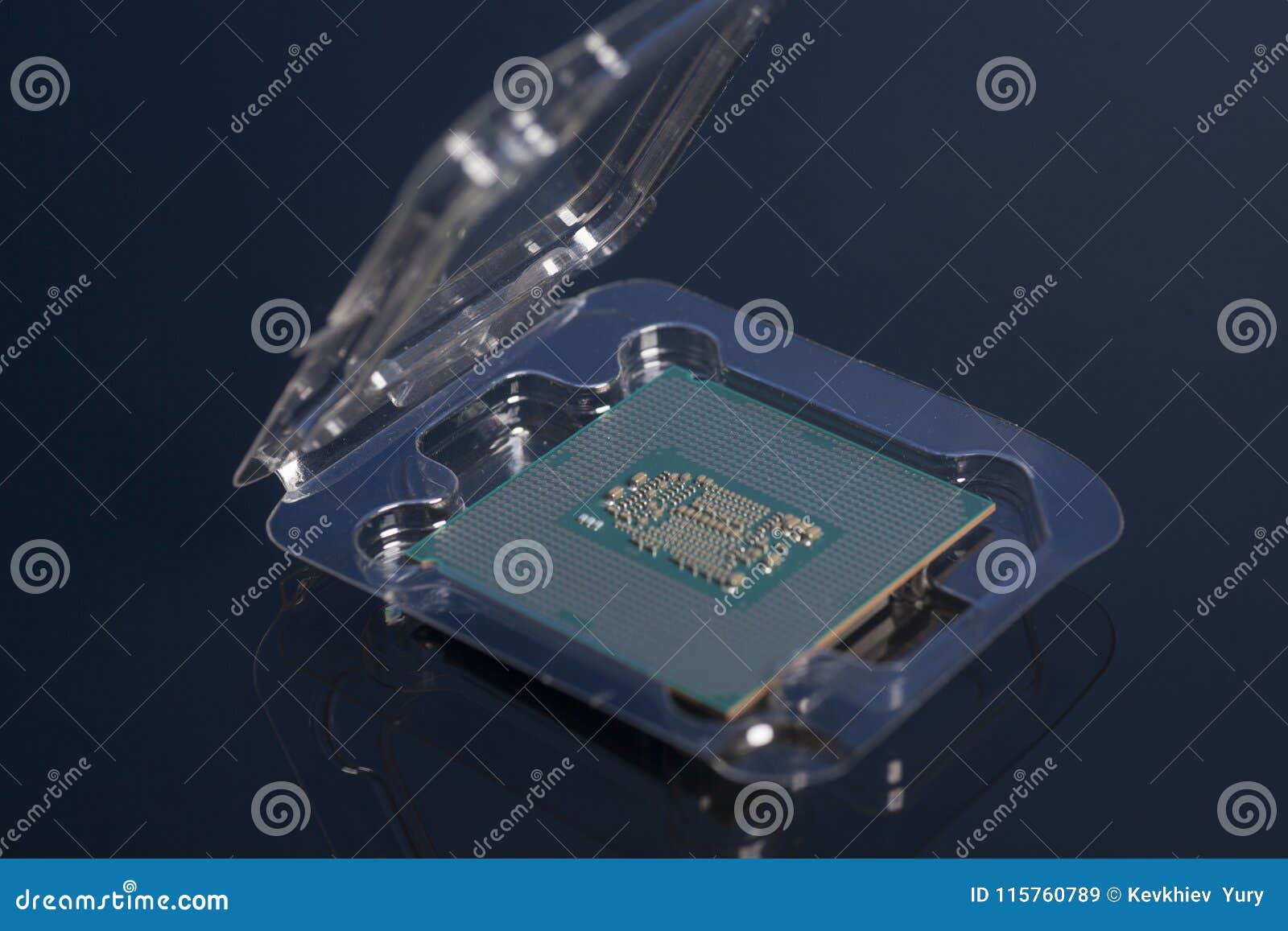 Central Processing Unit CPU Processor Microchip in the Packaging Box ...