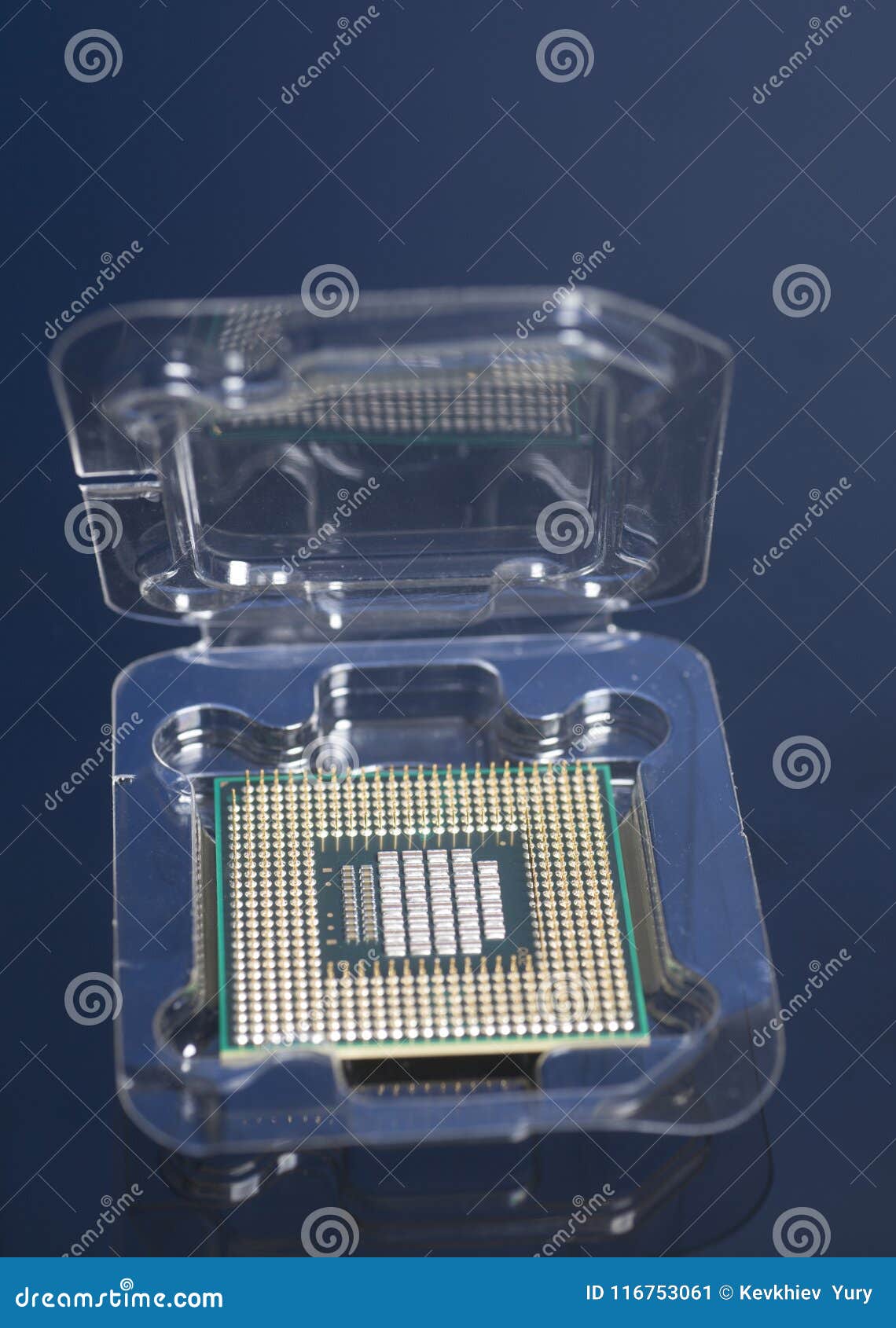 Central Processing Unit CPU Processor Microchip in the Packaging Box ...