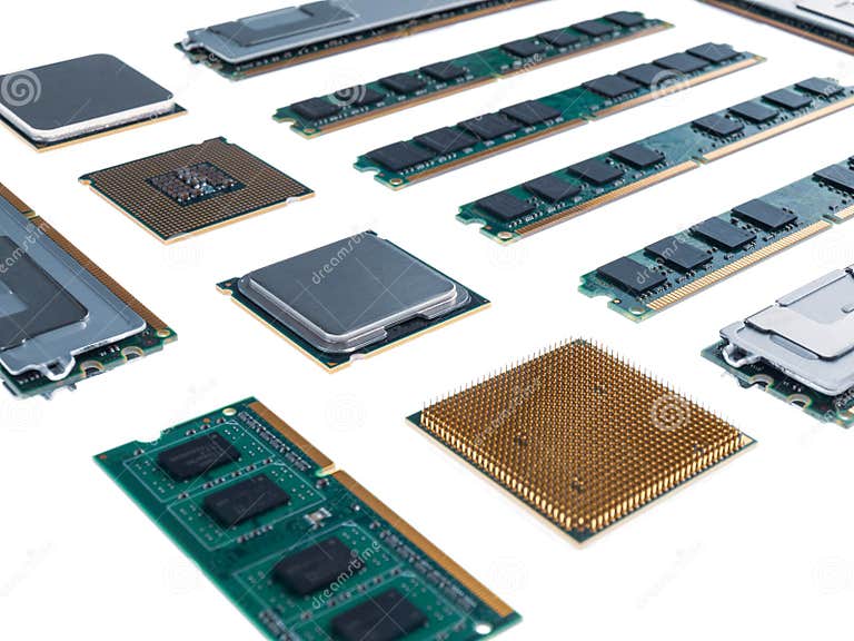 Central Processing Unit CPU Server Computer, RAM Modules Motherboard ...