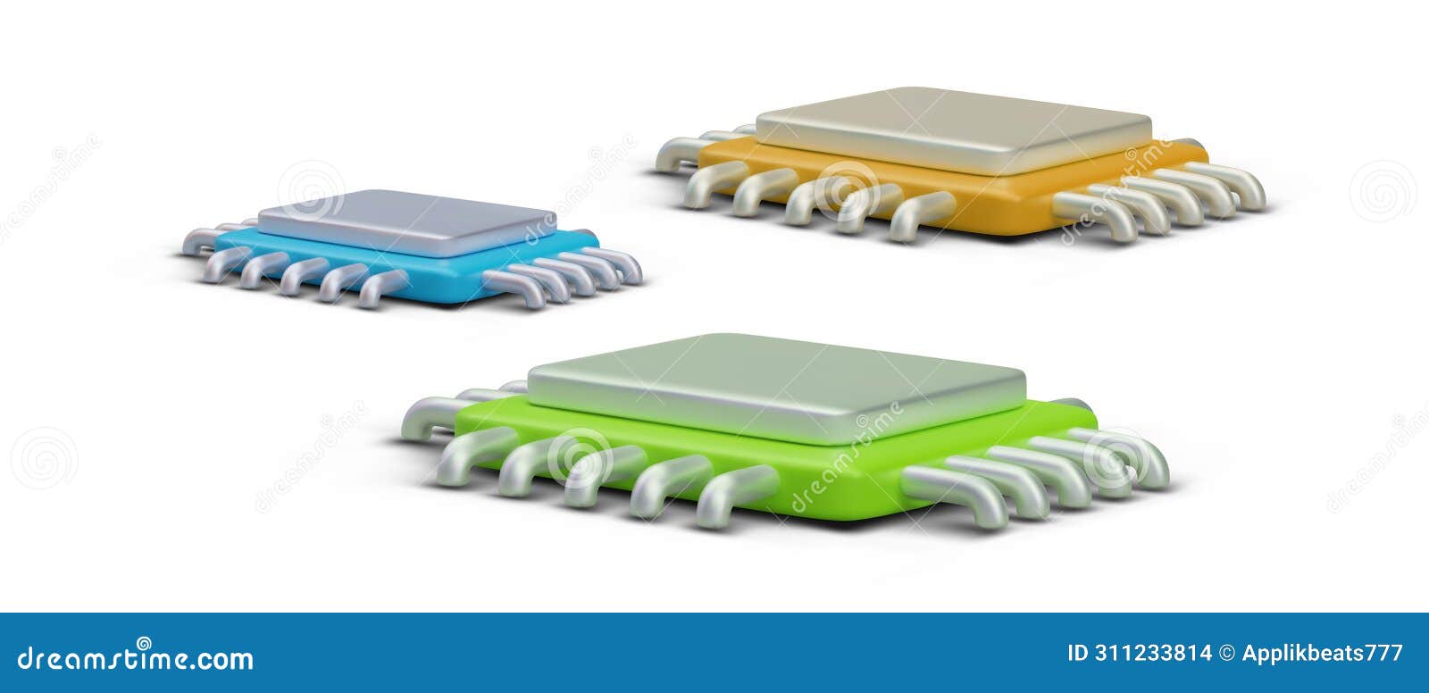 Central Processing Unit, Side View. Vector Realistic Objects of ...