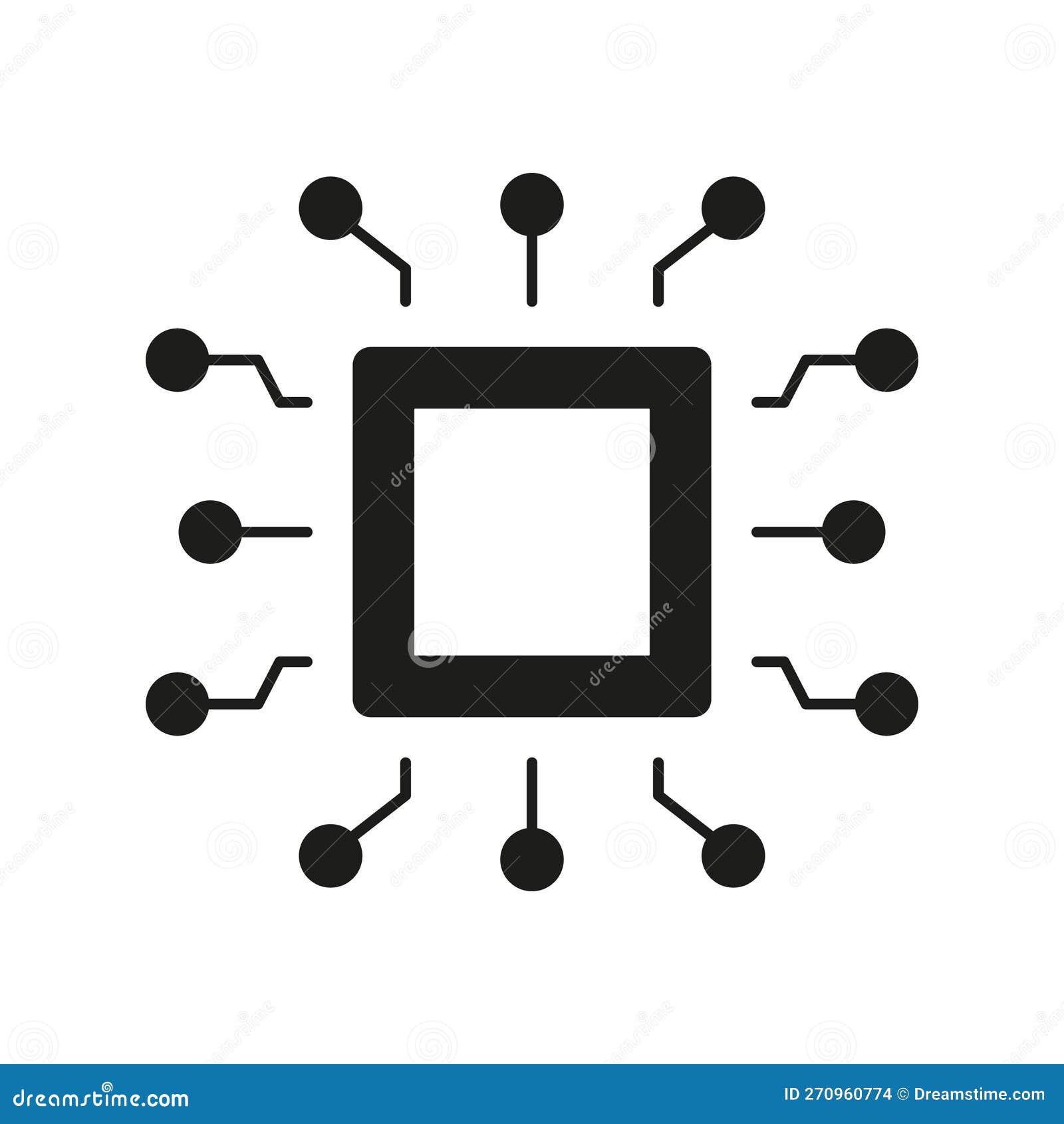 Central Processing Unit Silhouette Icon. Micro Chip Board, Digital ...