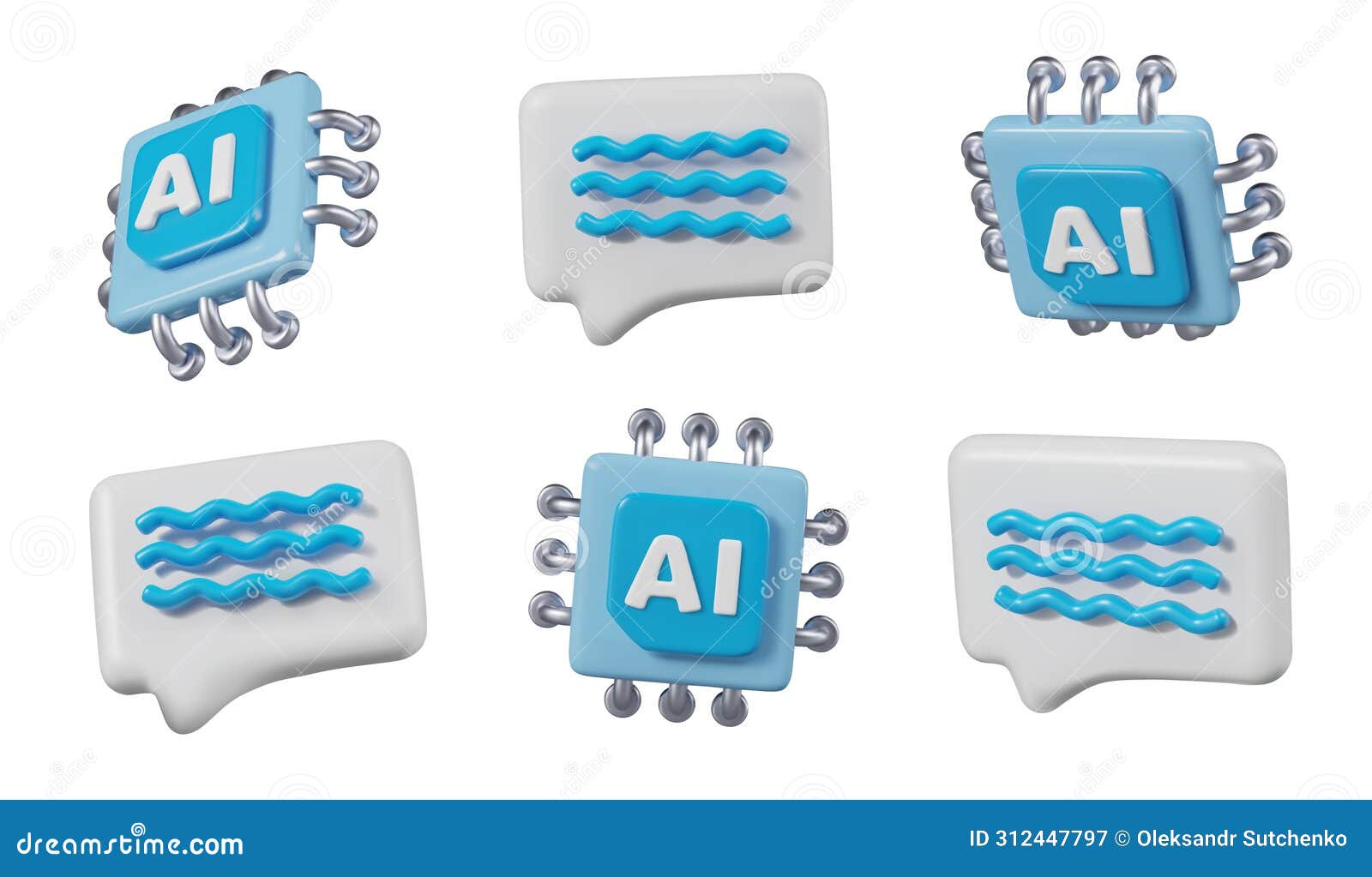 Central Processing Unit, Warning Sign. Set of Isolated Objects on White ...