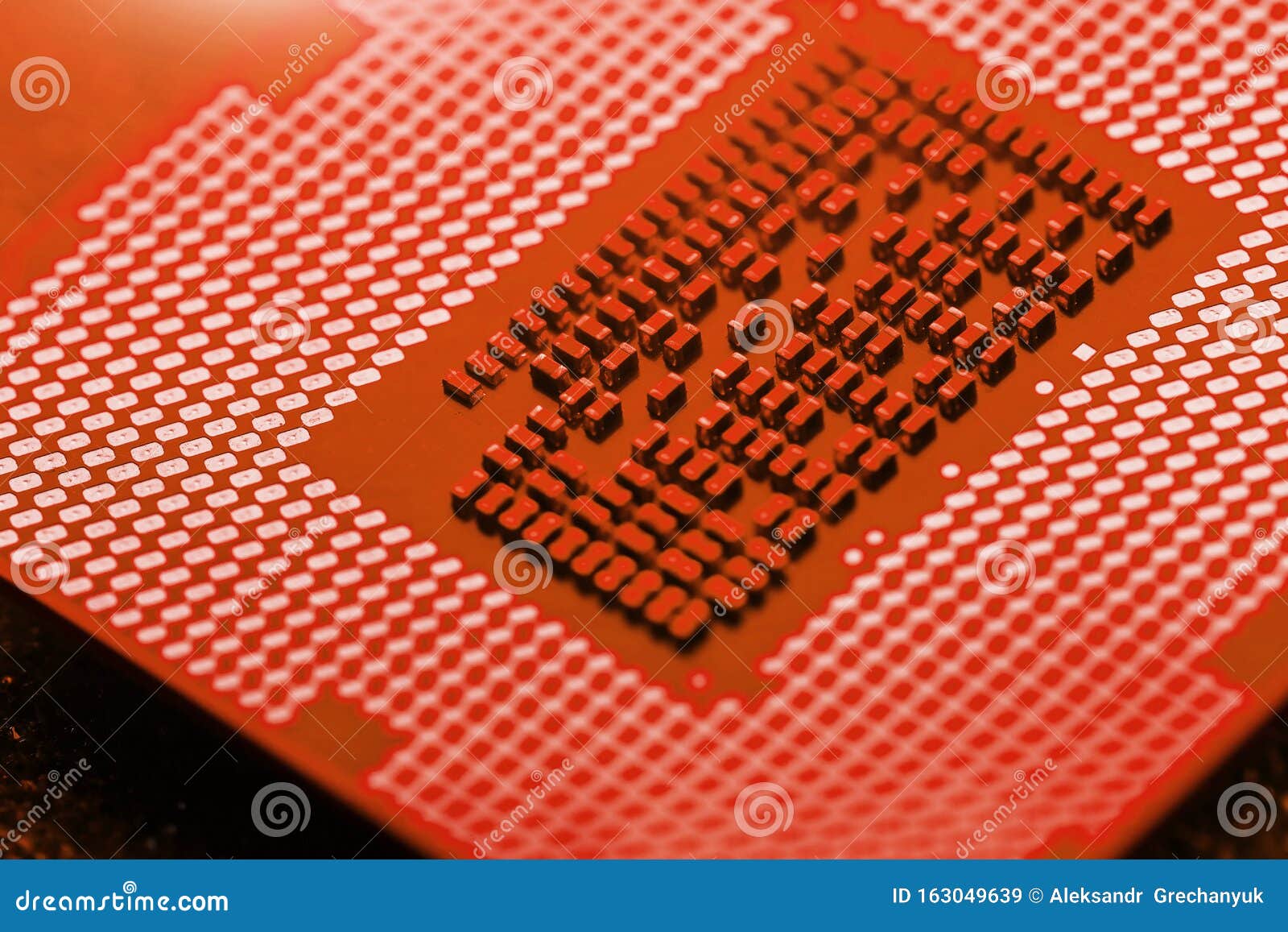 The Central Processor on the Computer Motherboard in Red Colors Stock ...