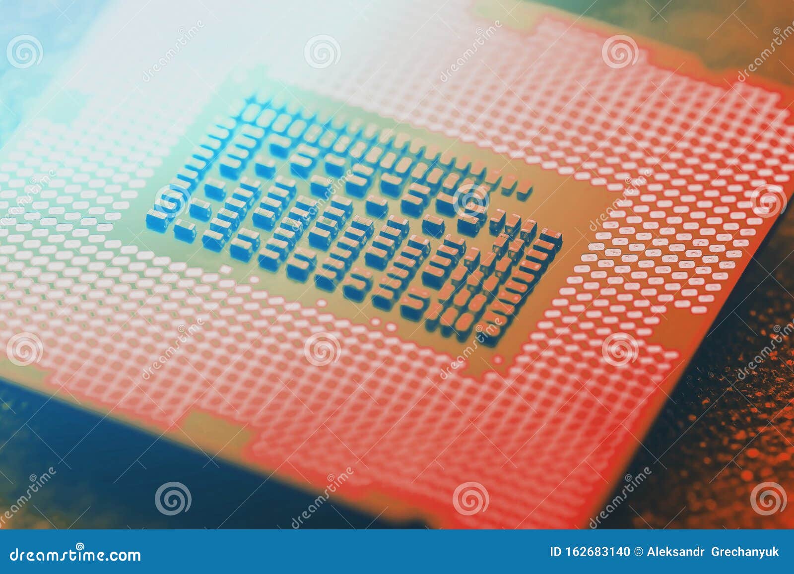 The Central Processor on the Computer Motherboard in Red Colors Stock ...