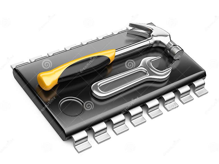Central Processor Unit Concept. CPU with Tools Stock Illustration ...