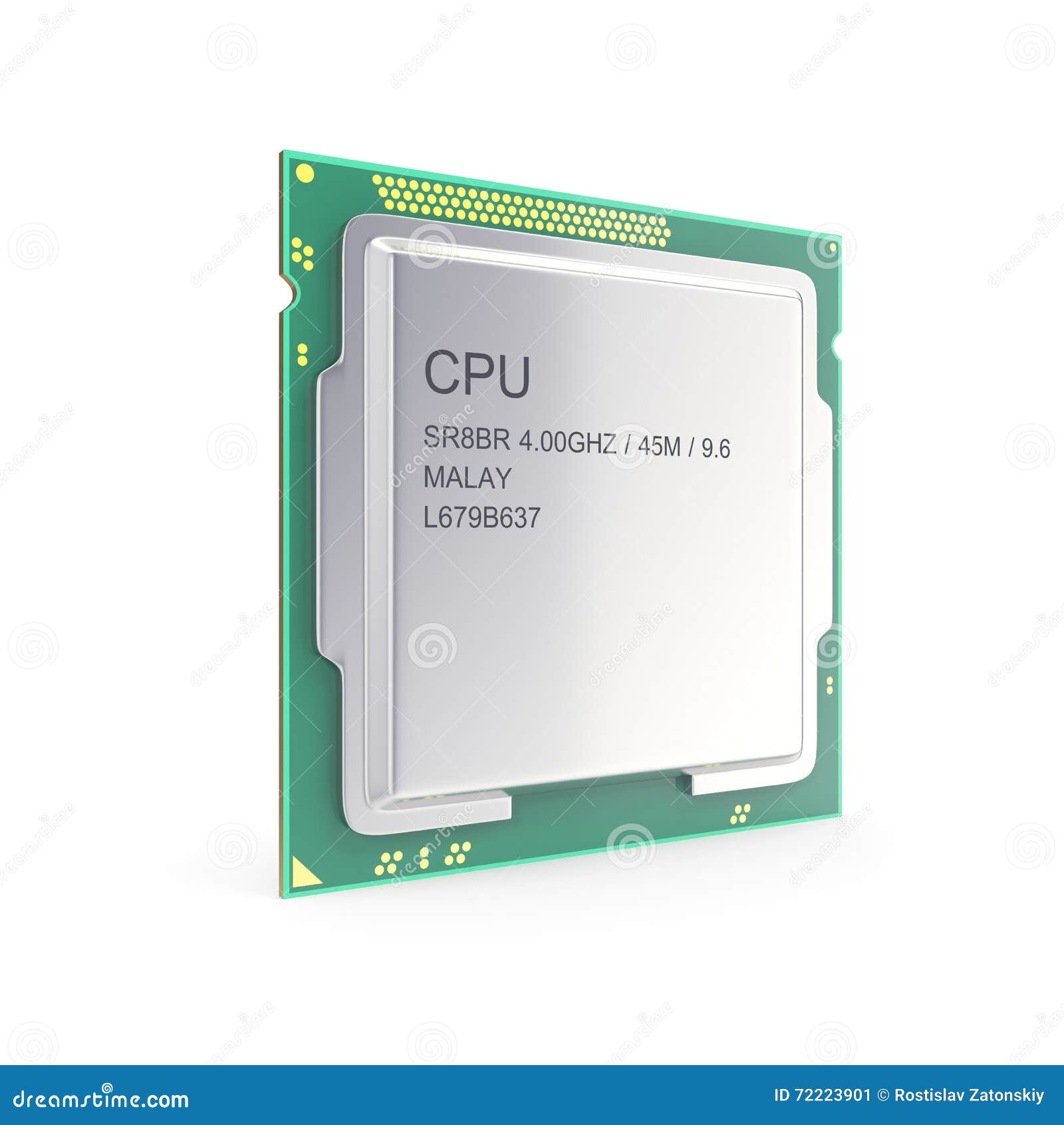 Central Processor Unit, CPU Isolated on White. 3d Illustration Stock ...